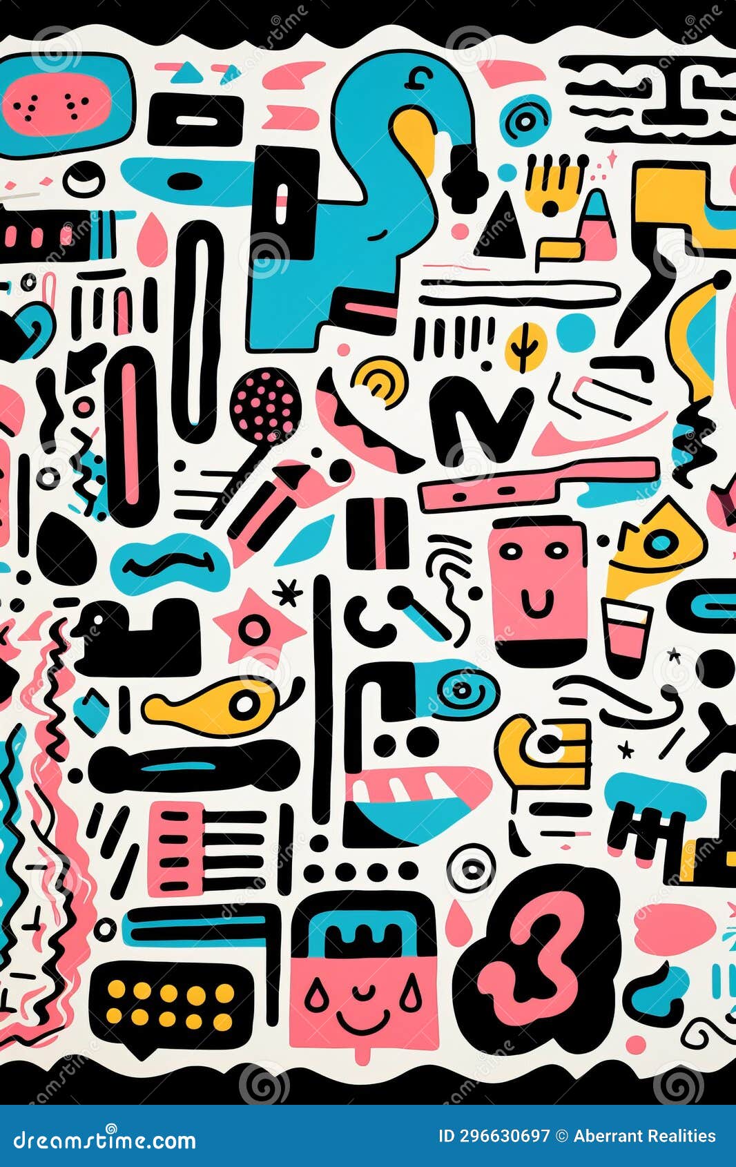 An Abstract Drawing of Various Objects in Different Colors Stock ...