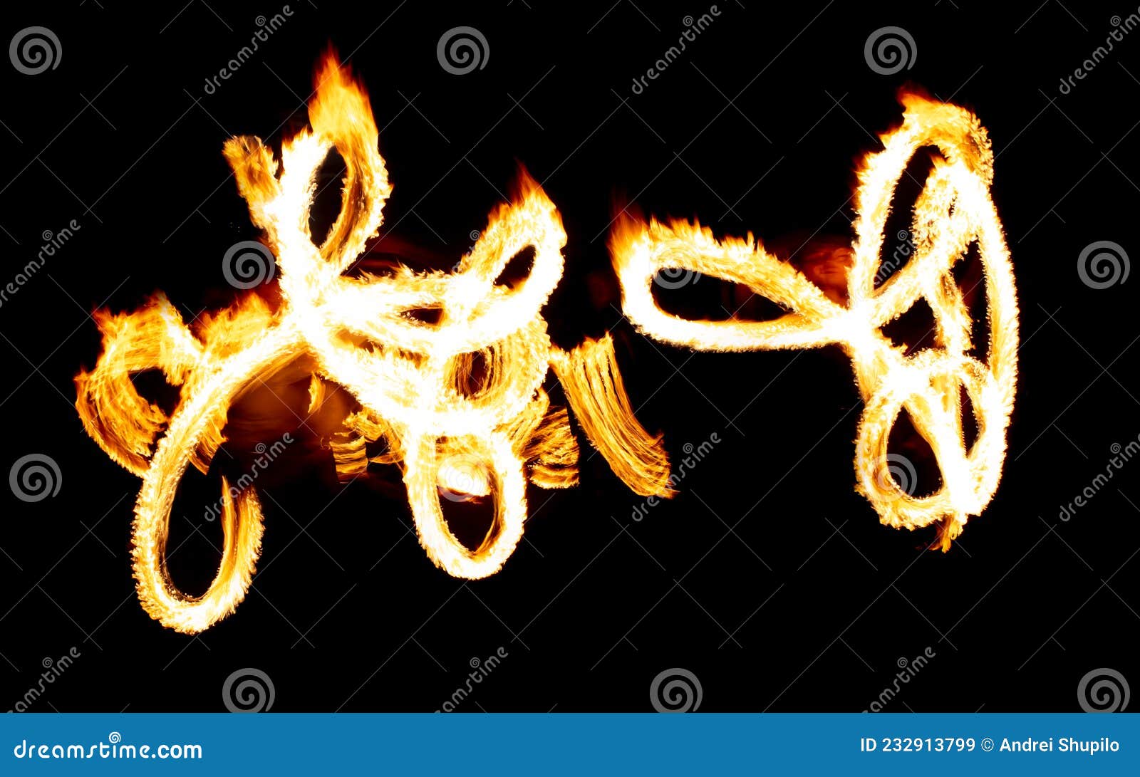 Abstract Drawings of Fire in Motion at Night Stock Image - Image of ...