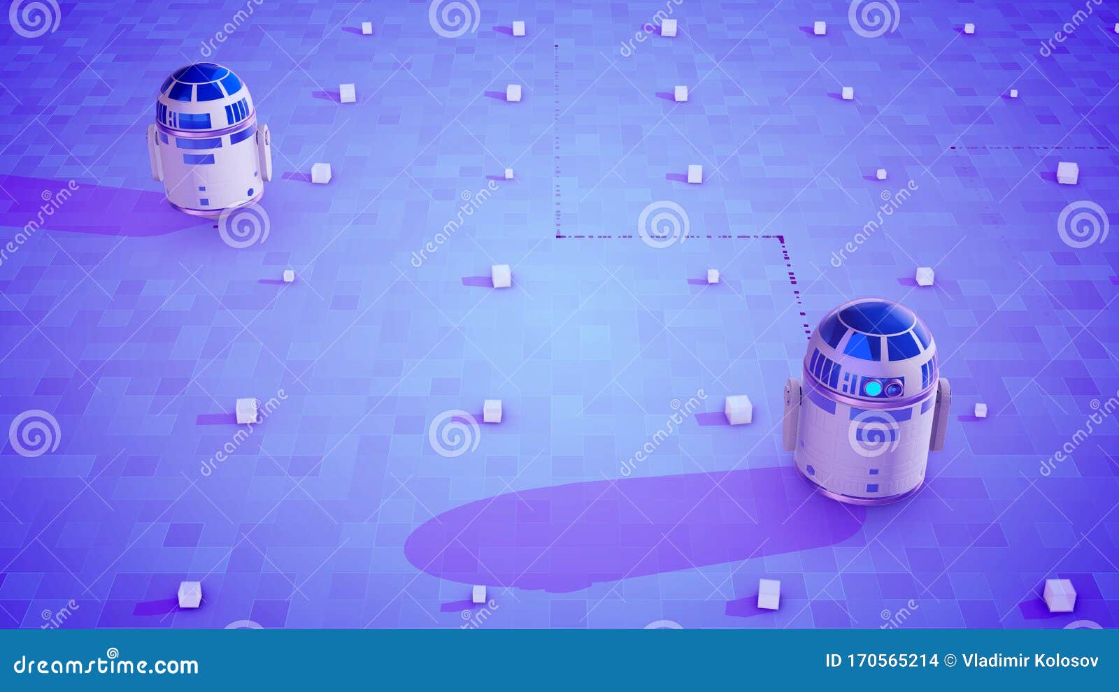 Abstract Droid Motion on the Violet Surface Stock Illustration ...