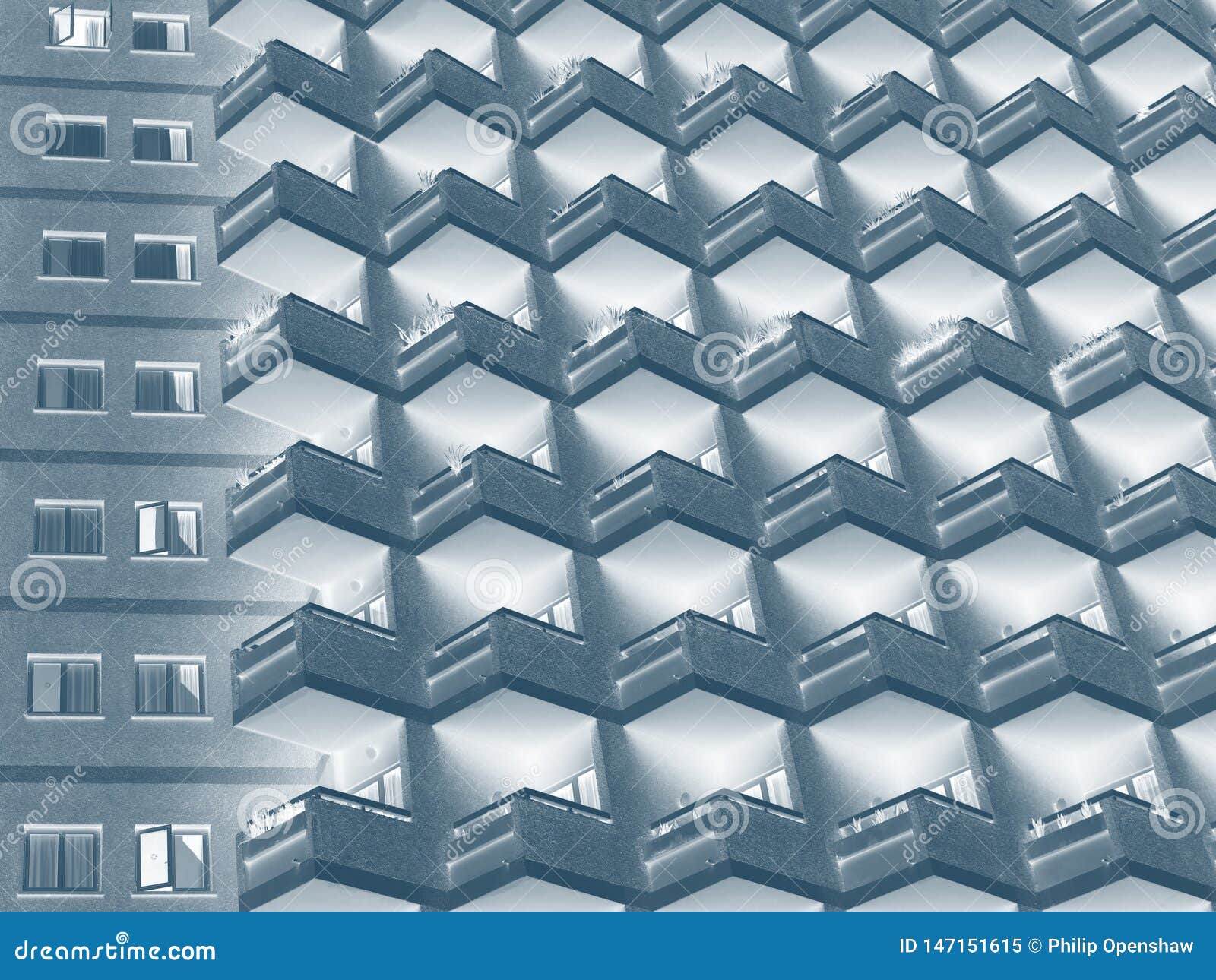 Abstract Duotone Image of Large Residential Highrise Building with ... Abstract Duotone Image of Large Residential Highrise Building with ...