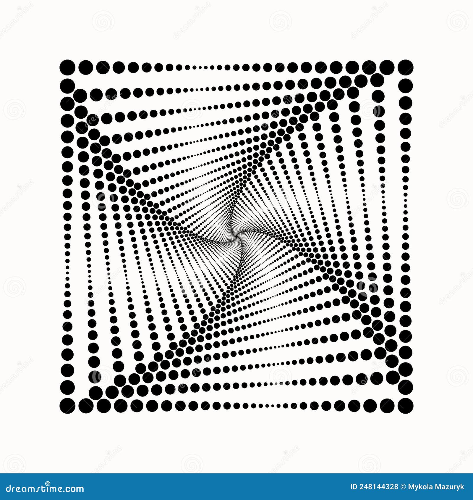 Abstract Dynamic Dotted Square with Rotating Frame. Black Design ...