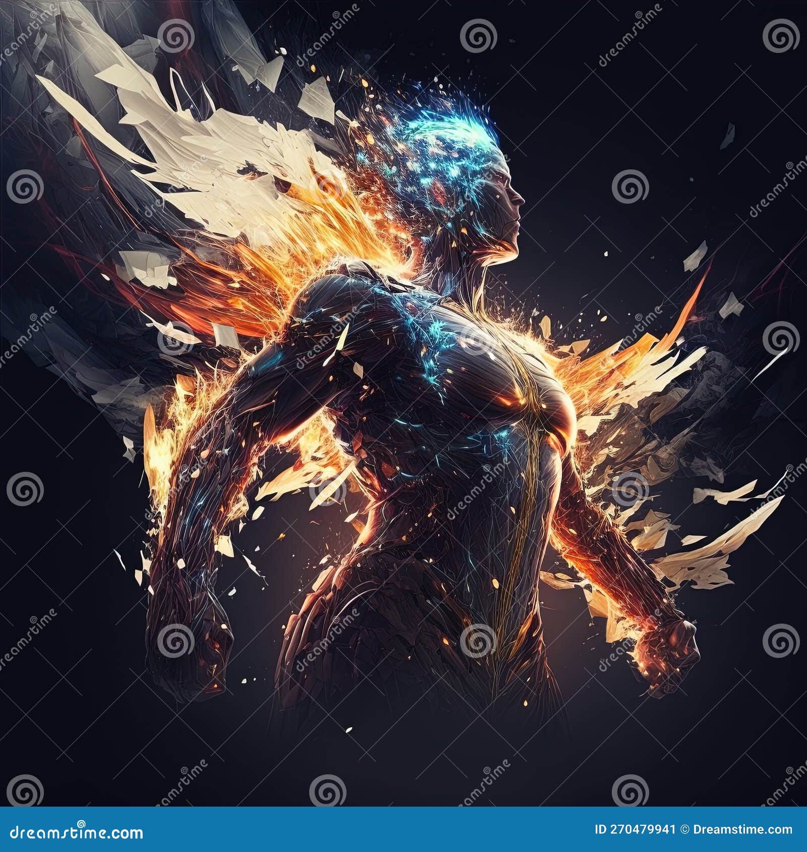 Abstract Dynamic Energy Power Flow, Quantum Processing Power. Generative AI Stock Illustration ...