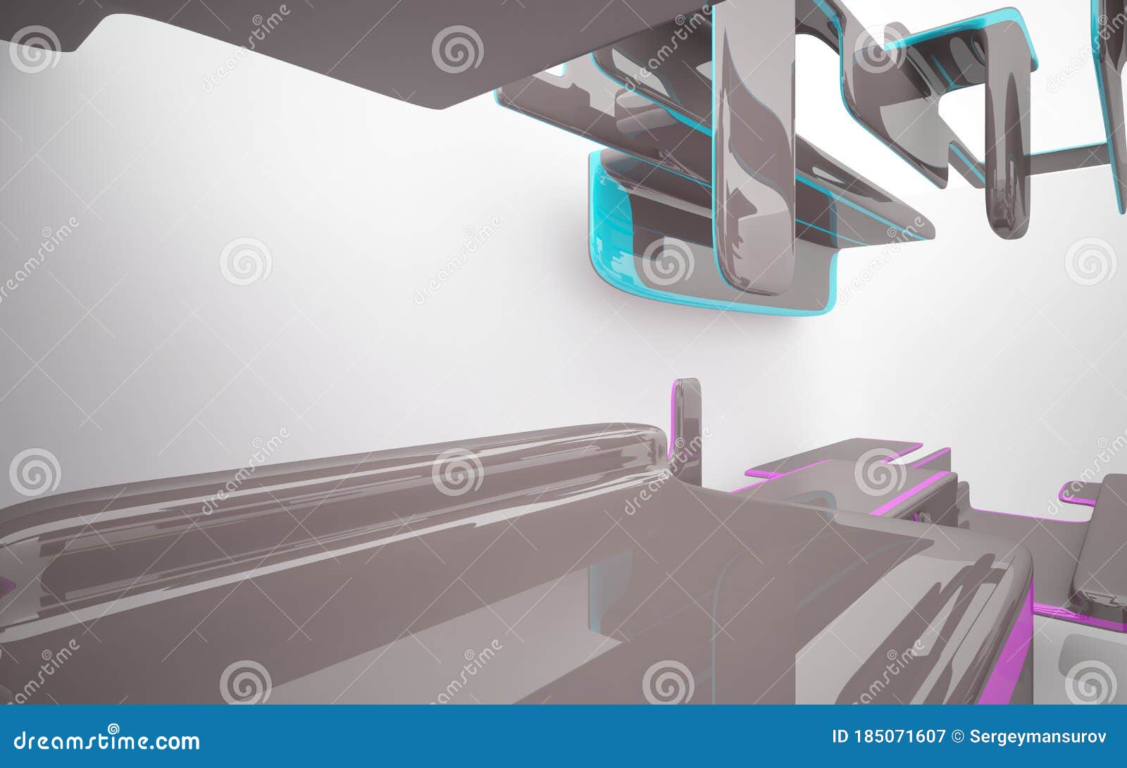 Abstract Dynamic Interior with Gradient Colored Objects. Stock ...