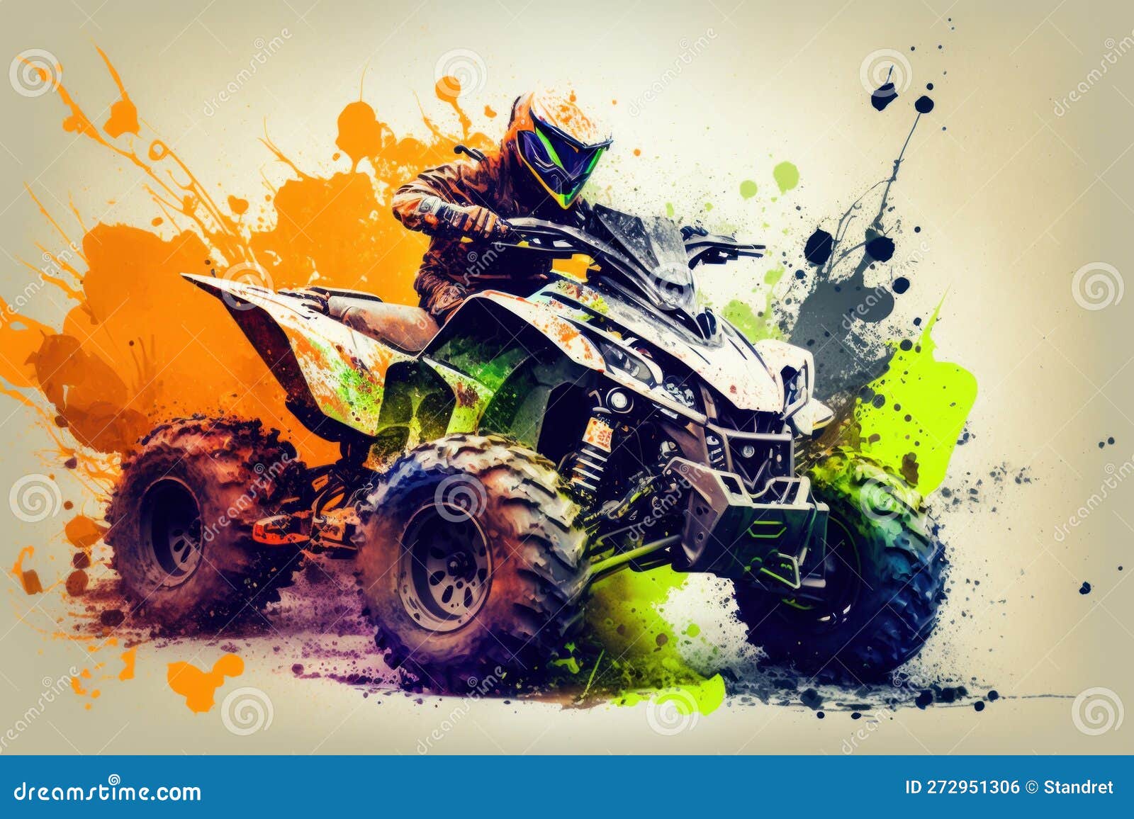 Abstract Dynamic Scene of ATV Rider. Beautiful Creative Art Stock ...