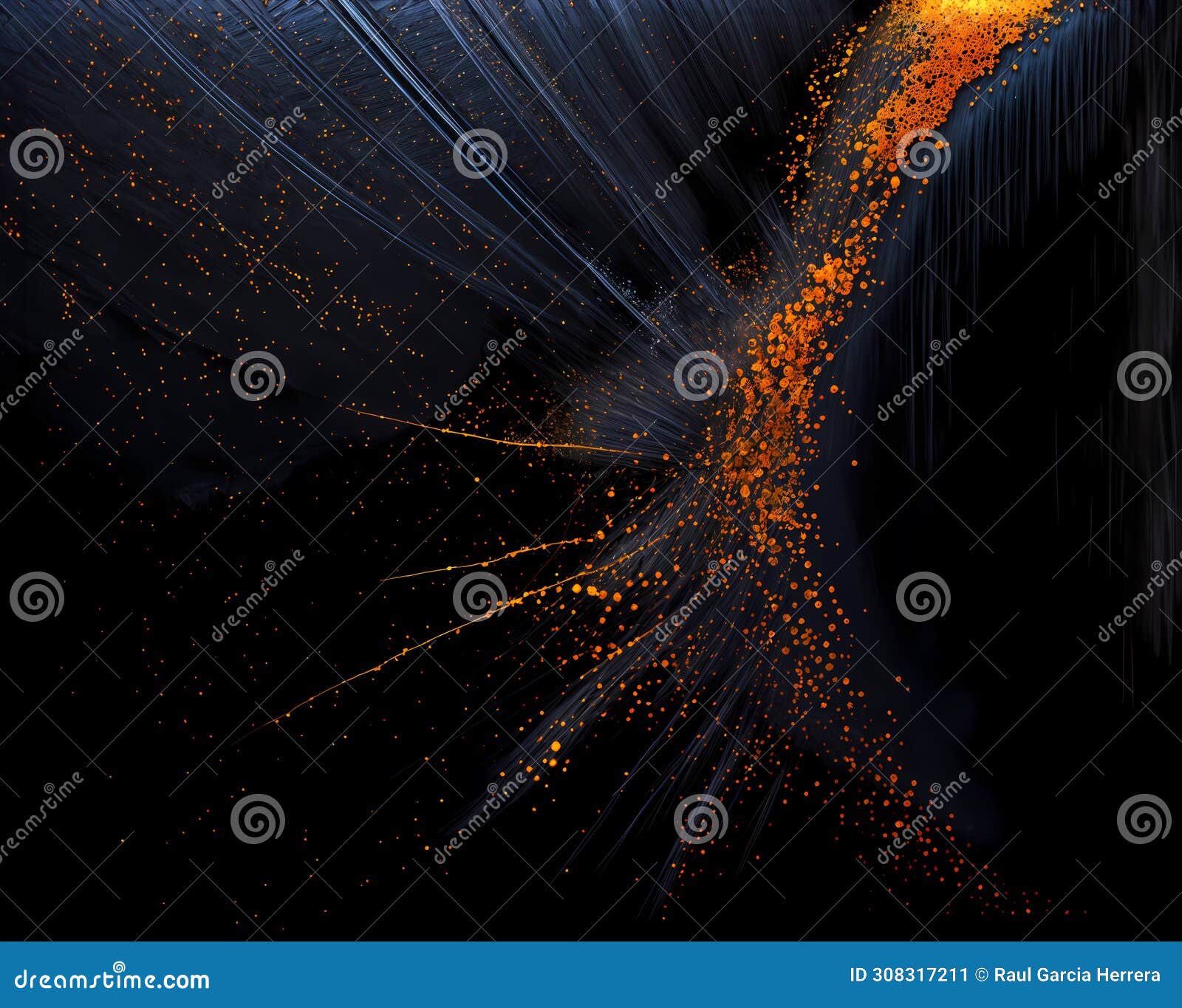 Abstract Dynamic Splashing Particles Background Texture. Blue and ...