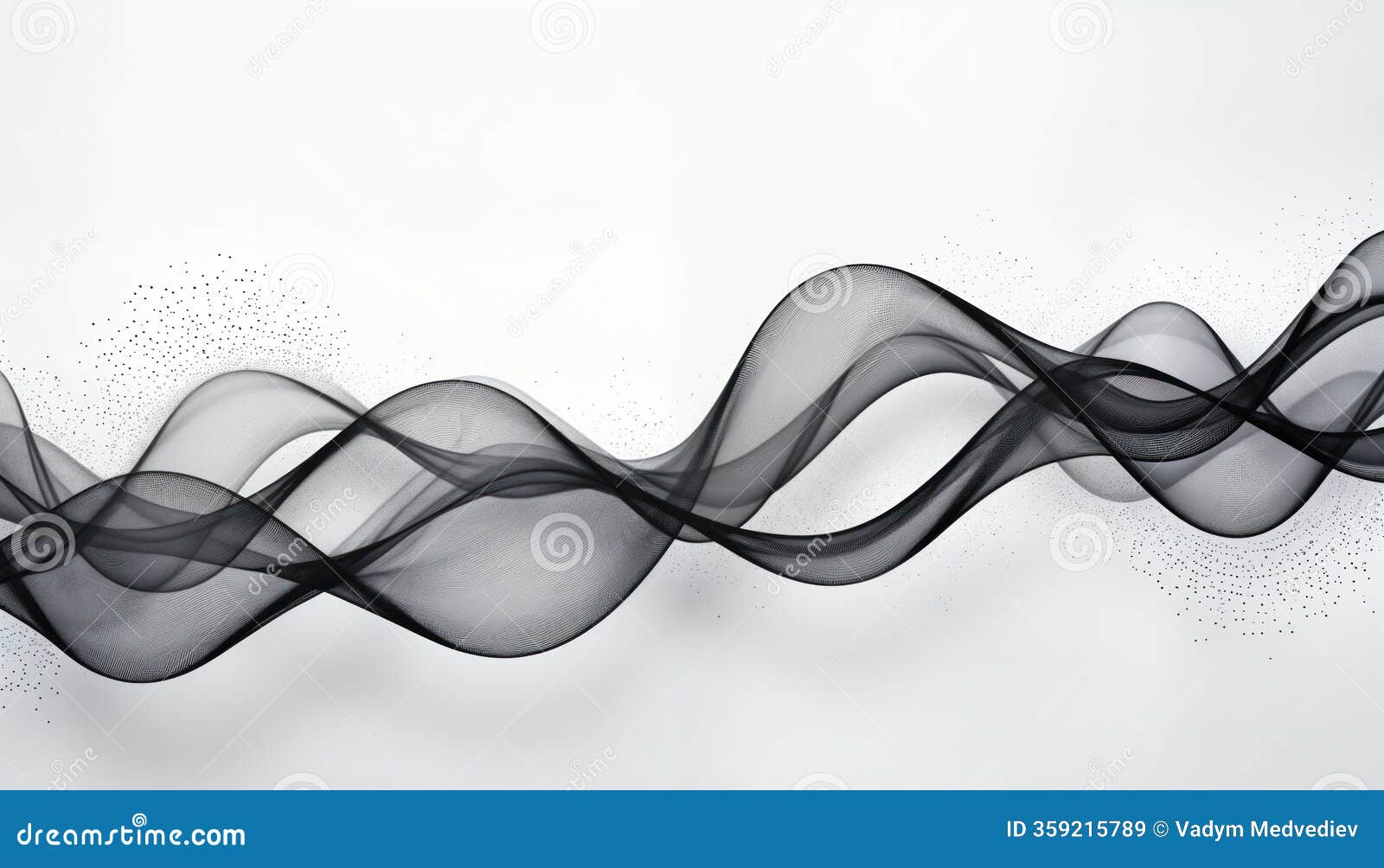 Abstract Dynamic Wave Design. Futuristic Black Wavy Lines Against White ...