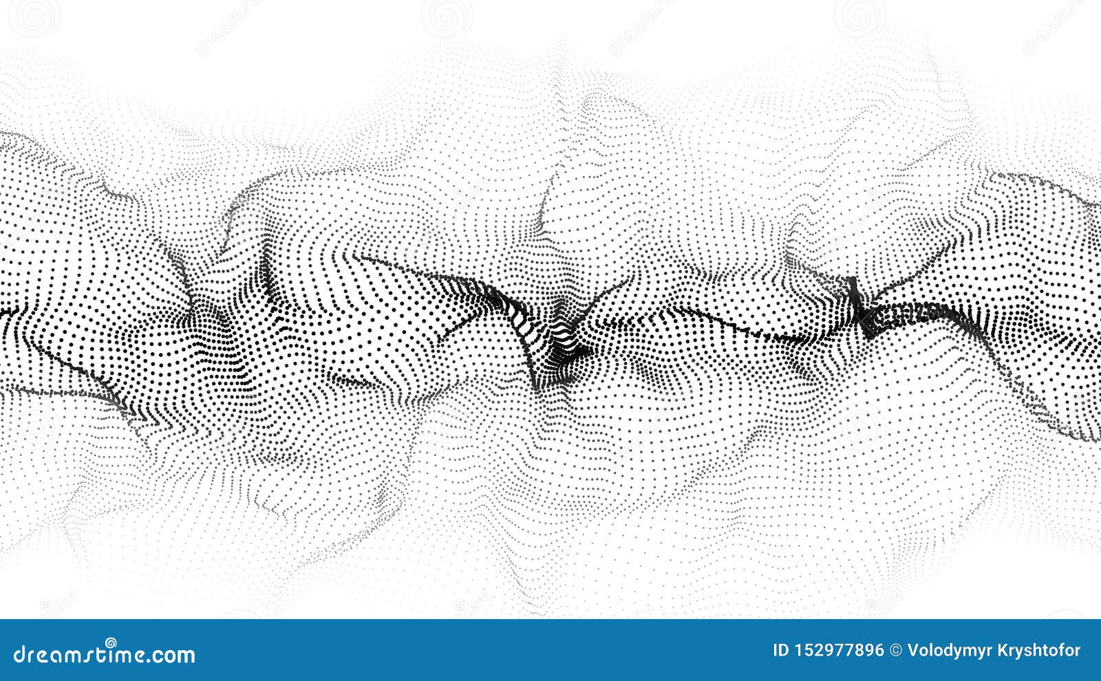 Abstract Dynamic Wave of Particles. Wave of Gradient Dots on White ...