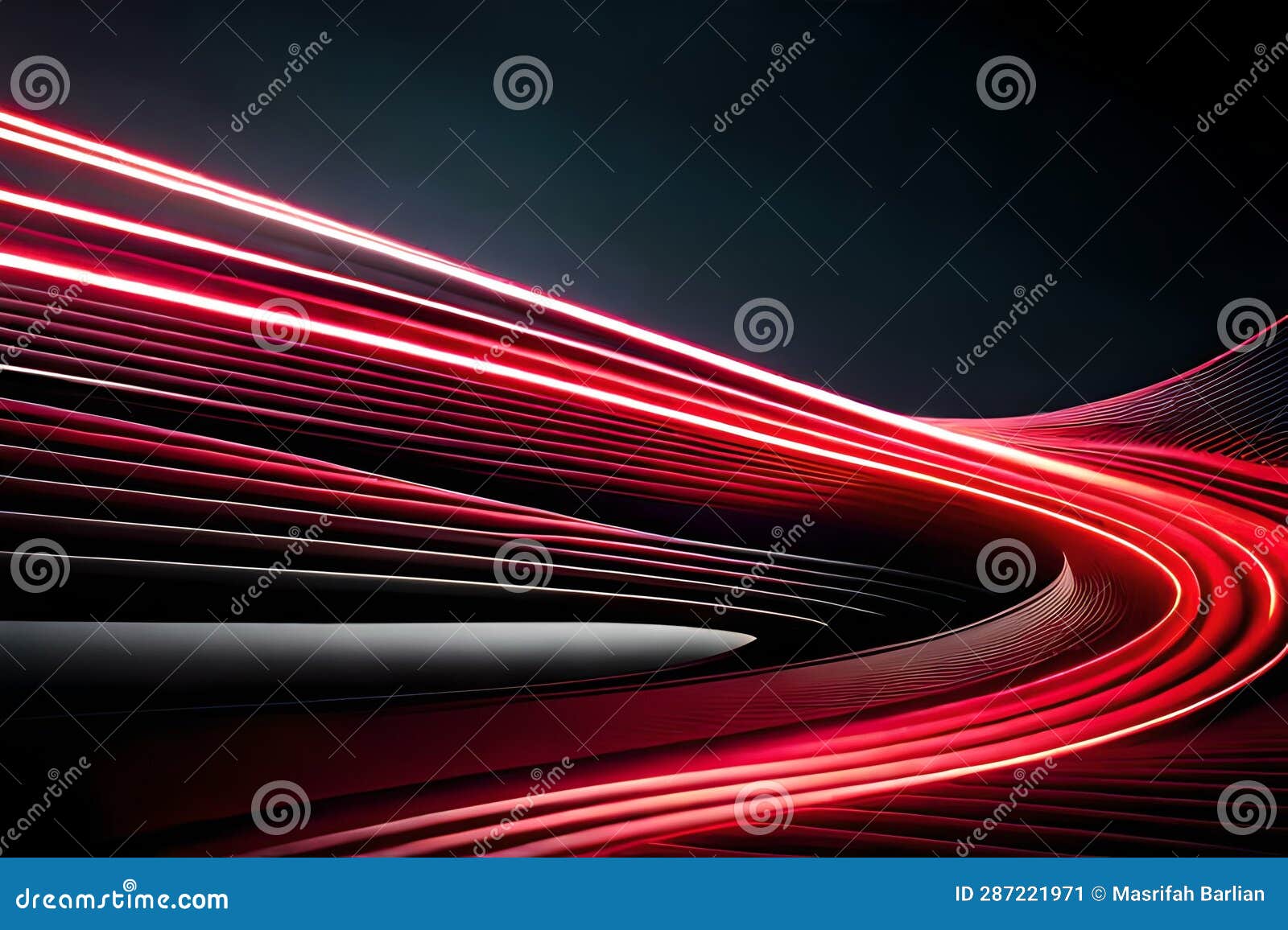 Abstract Dynamic Waves and Shining Red Line. Stock Illustration ...
