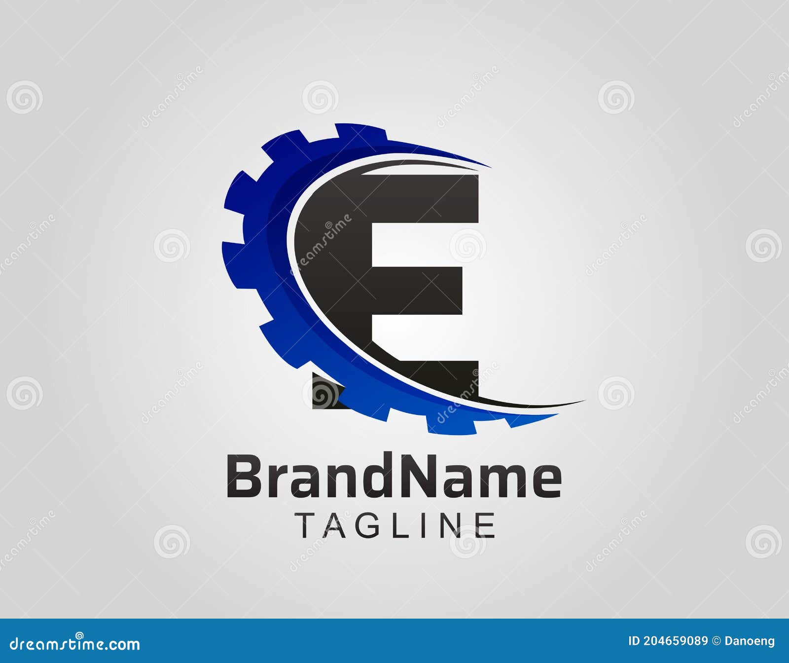 Abstract E Letter E Gear Swoosh Logo Ilustración del Vector ...