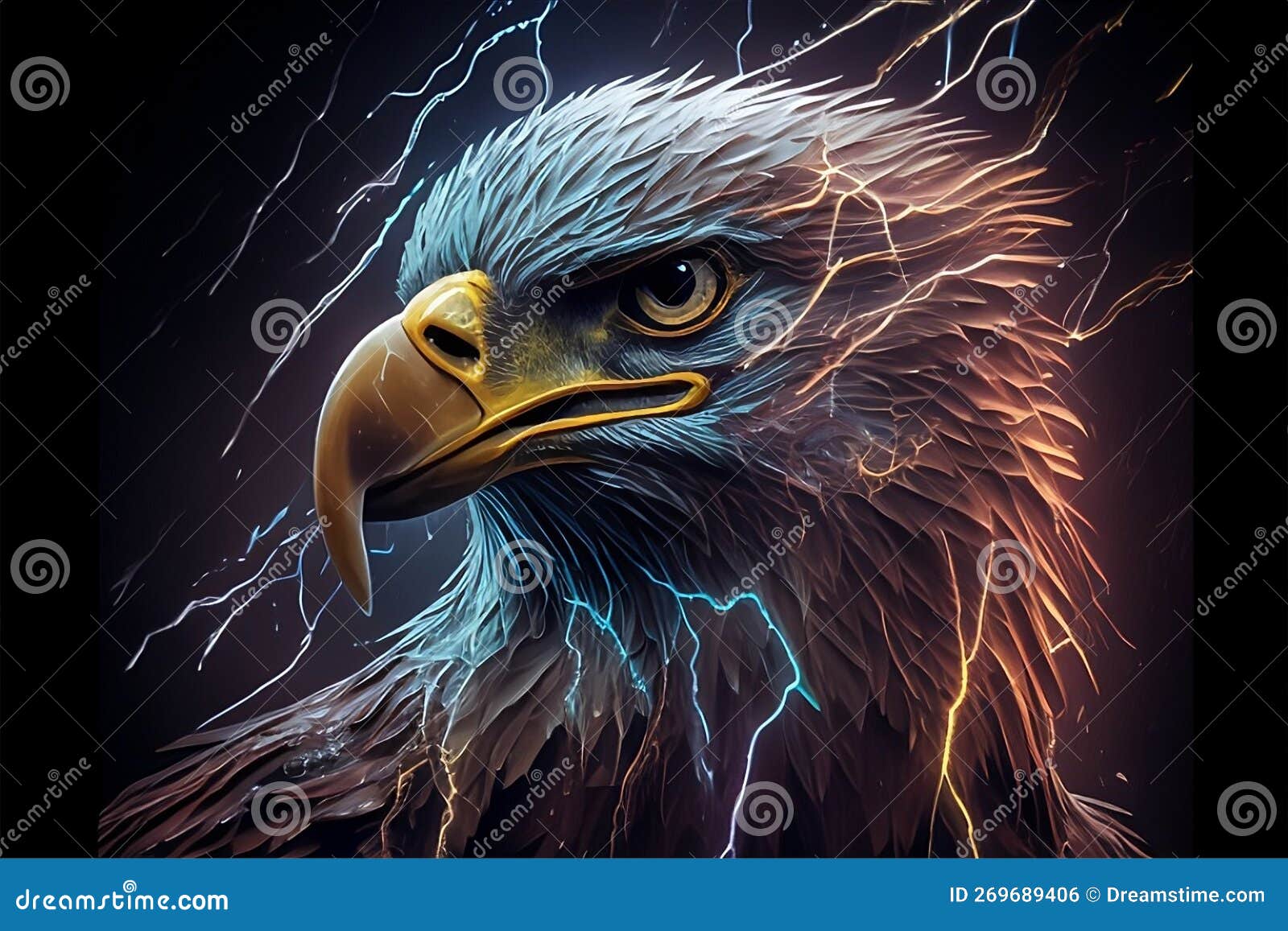 Abstract Eagle with Thunder Effect, Neon Colors, Digital Art, Wallpaper ...