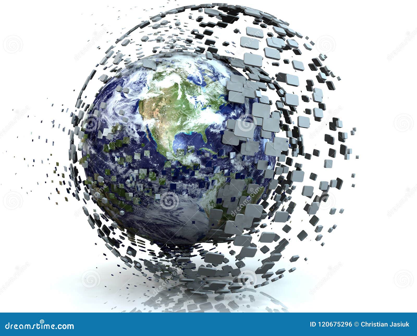 Abstract Earth Internet 3D Sphere Stock Illustration - Illustration of ...