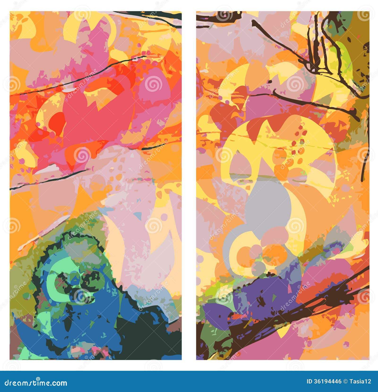 Abstract East Banners Vertical Watercolor Style Stock Vector ...