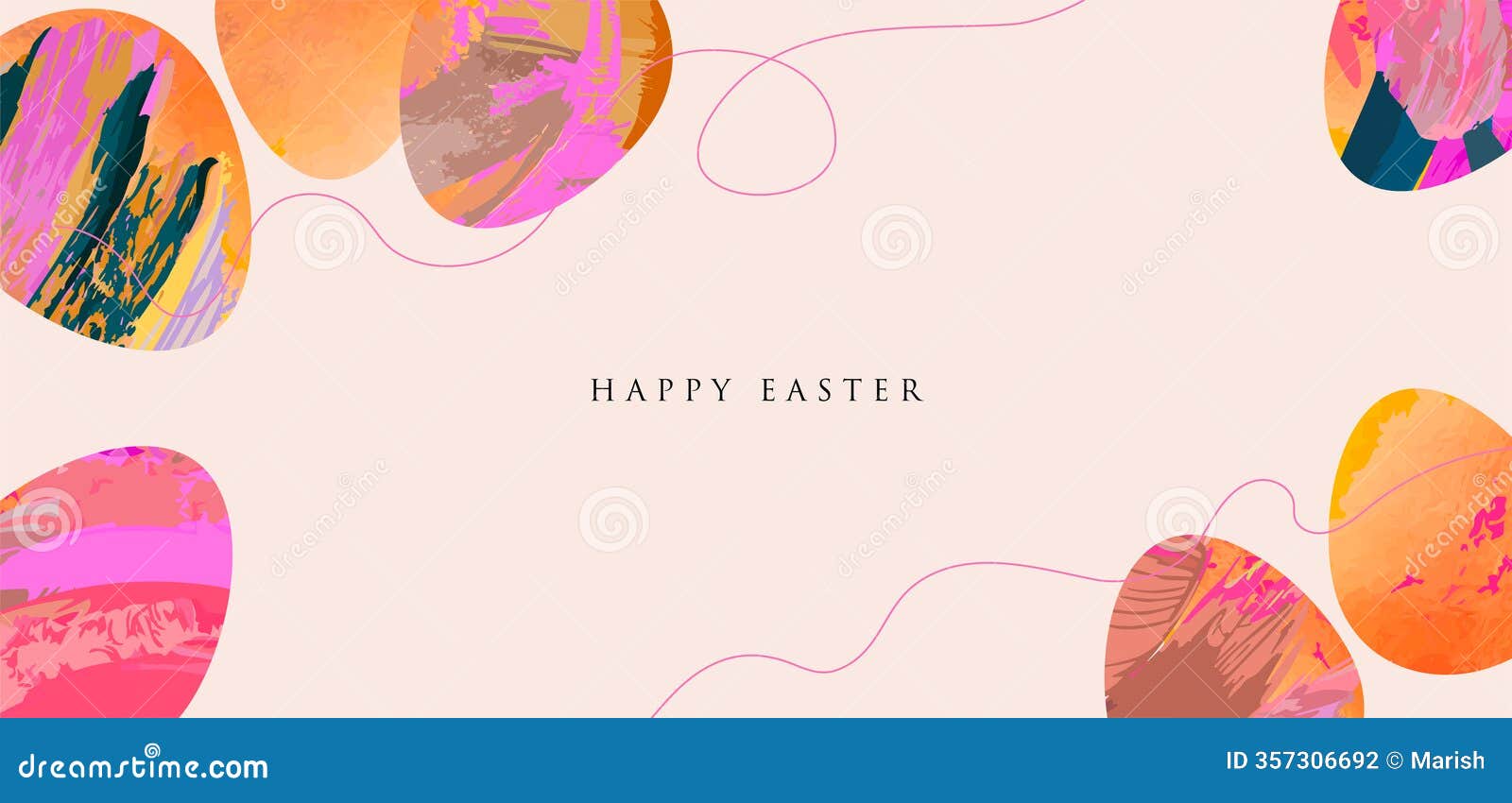 Abstract Easter Background, Aesthetic Painted Art Style Design with Easter Eggs Stock Vector ...