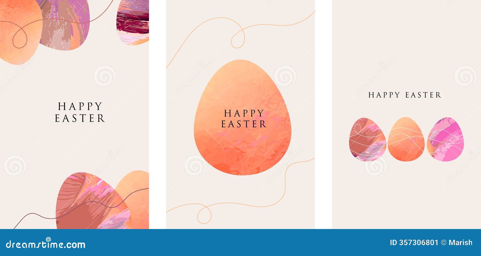 Abstract Easter Background, Aesthetic Painted Art Style Design with Easter Eggs Stock ...
