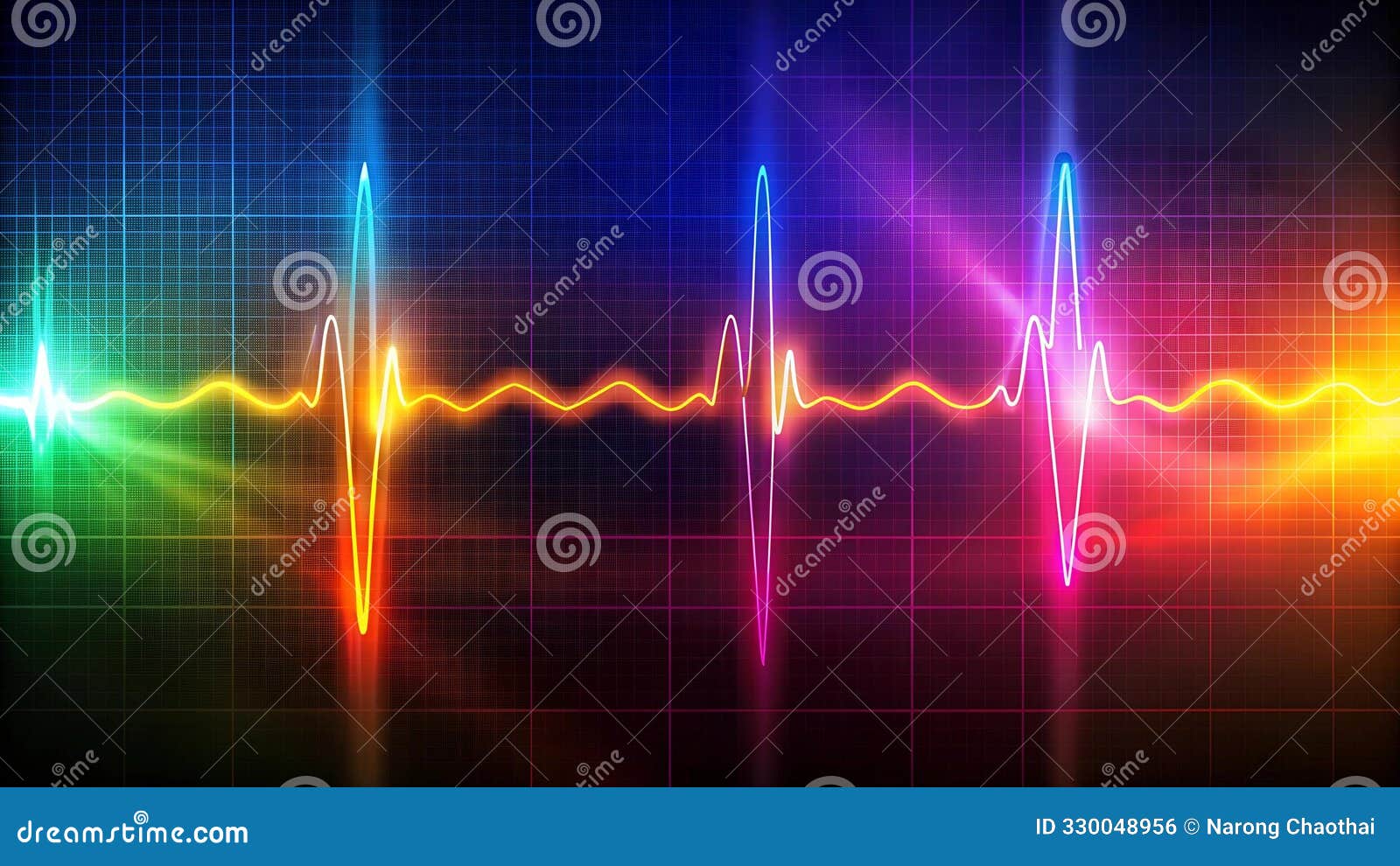 Abstract ECG Visualization in Vibrant Hues AI Generated Stock ...