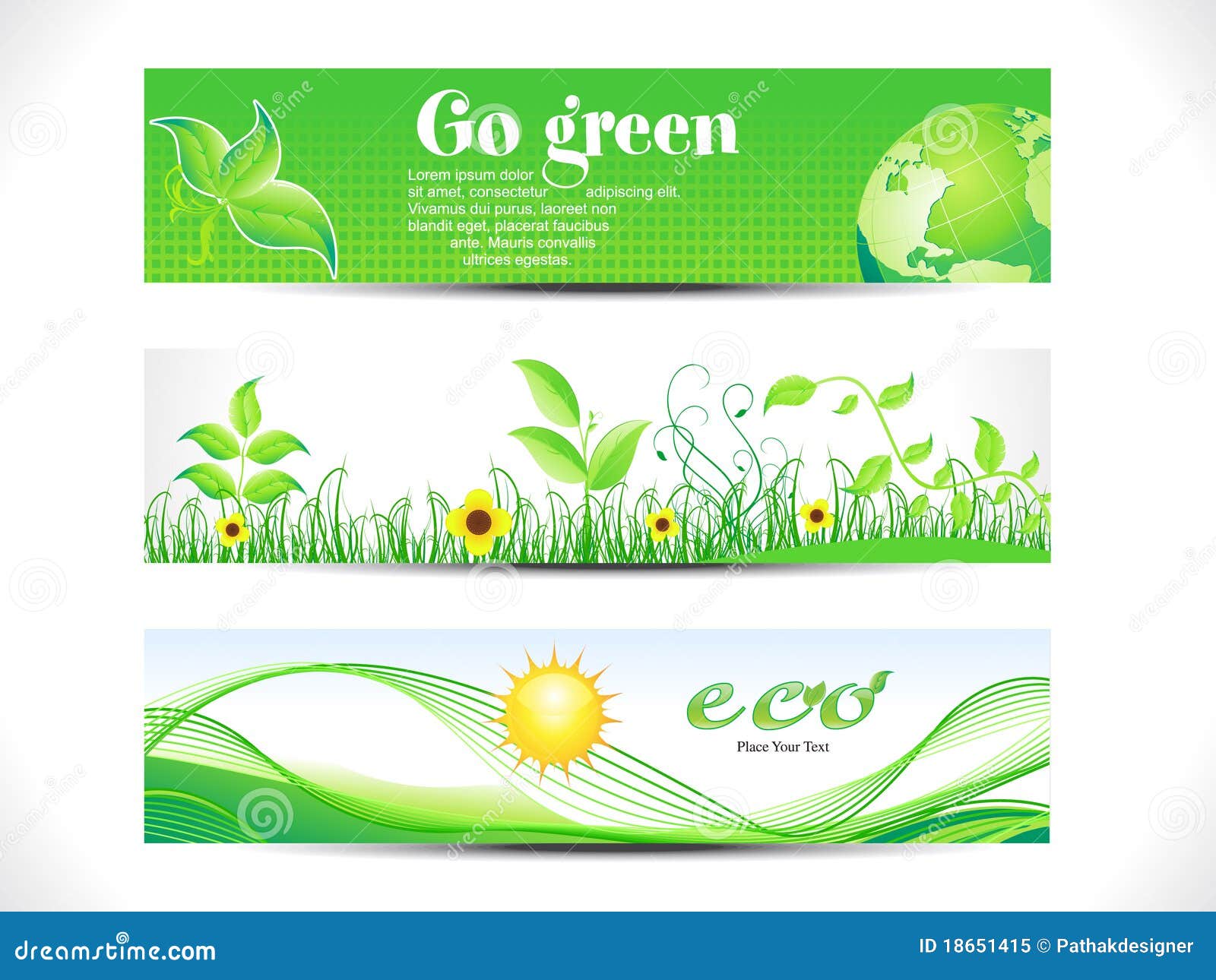 Abstract Eco Web Header Set Stock Vector - Illustration of button ...