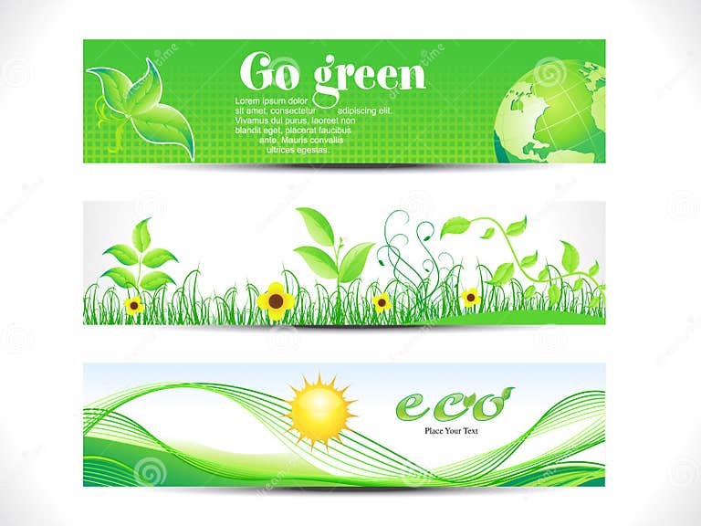 Abstract Eco Web Header Set Stock Vector - Illustration of button ...
