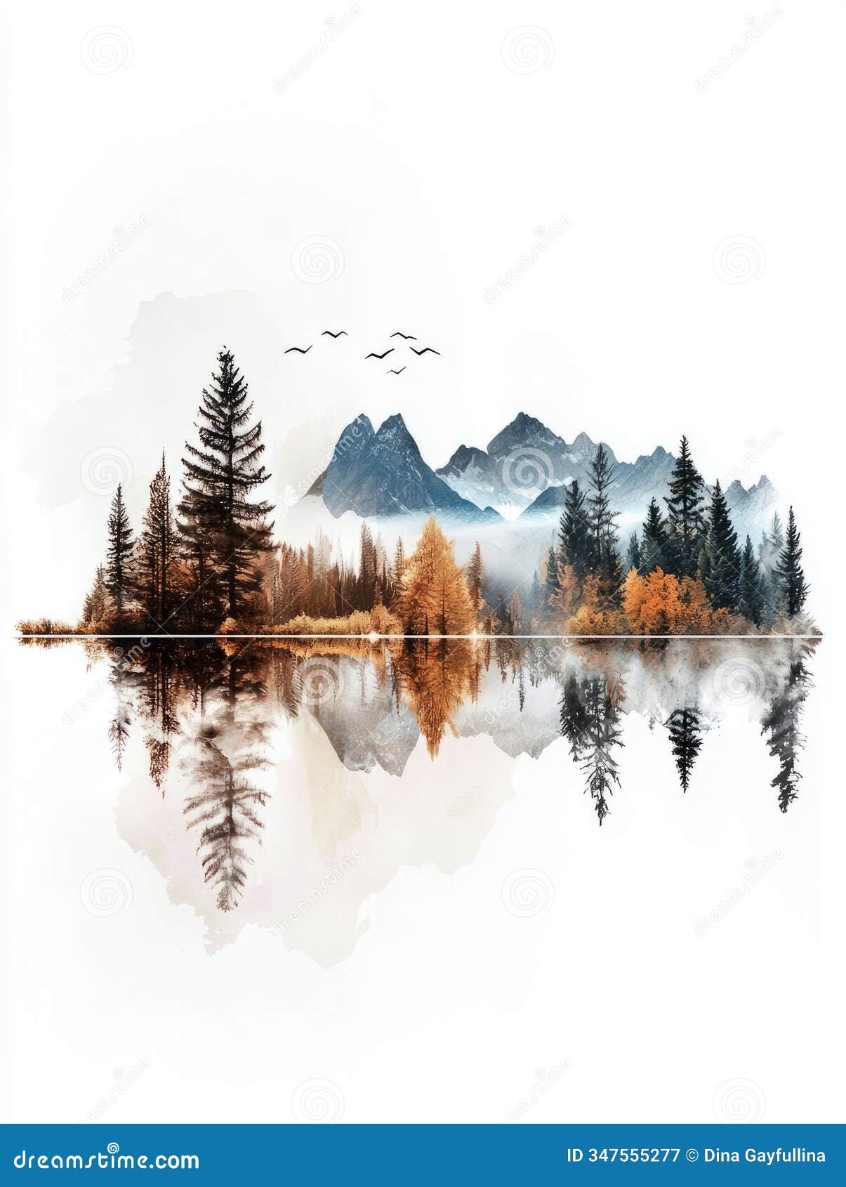 Abstract Ecological Design Featuring Trees, Mountains, and Nature ...