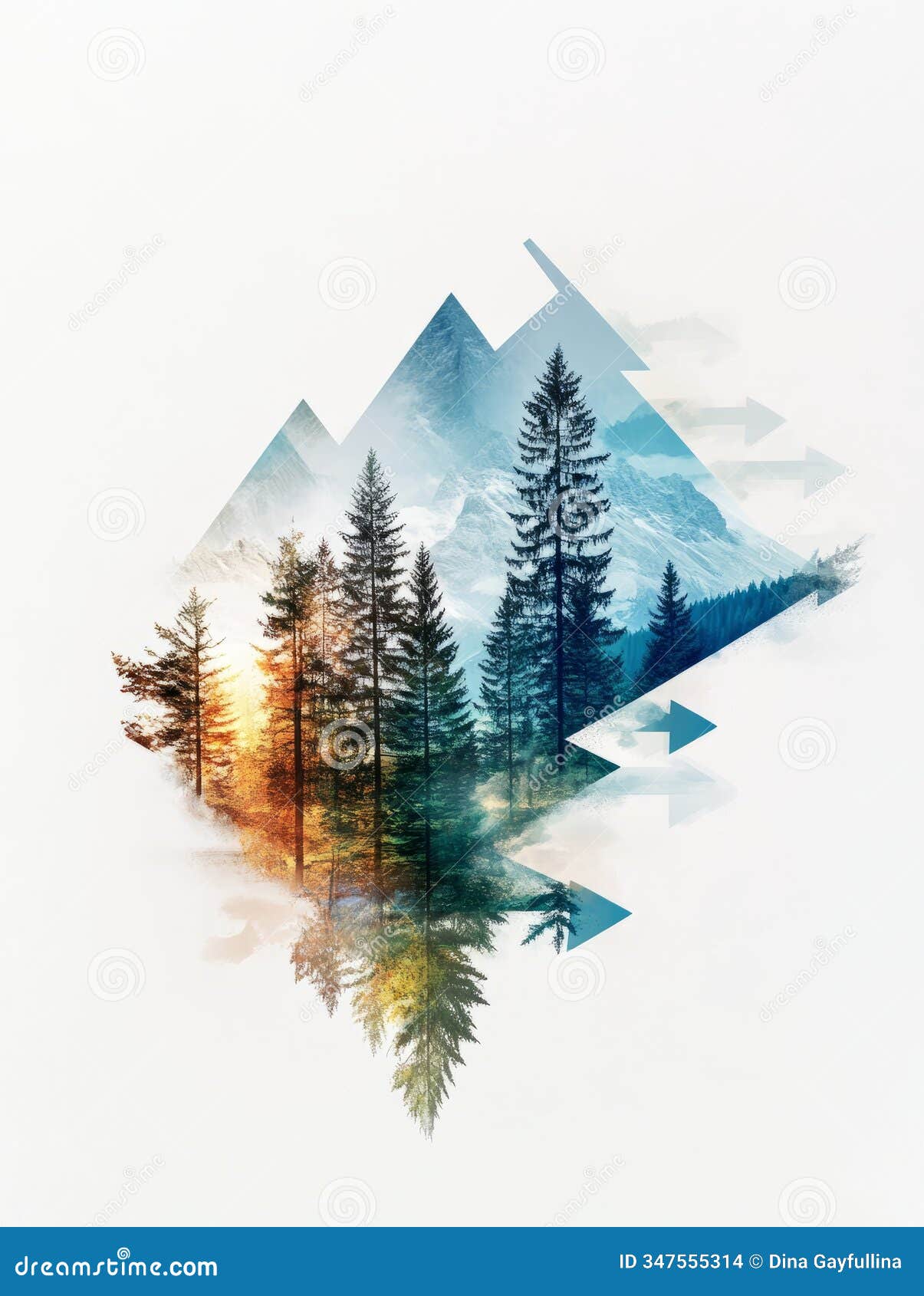 Abstract Ecological Design Featuring Trees, Mountains, and Nature ...