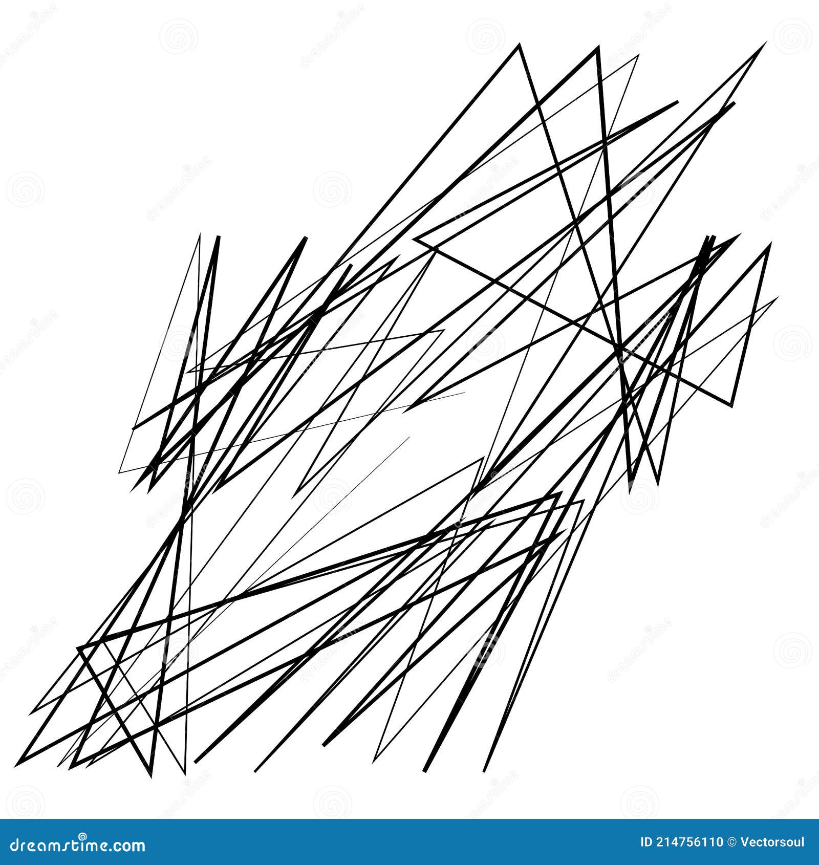 Abstract Edgy, Geometric Line Art. Angular Random, Chaotic Lines. Spiky ...