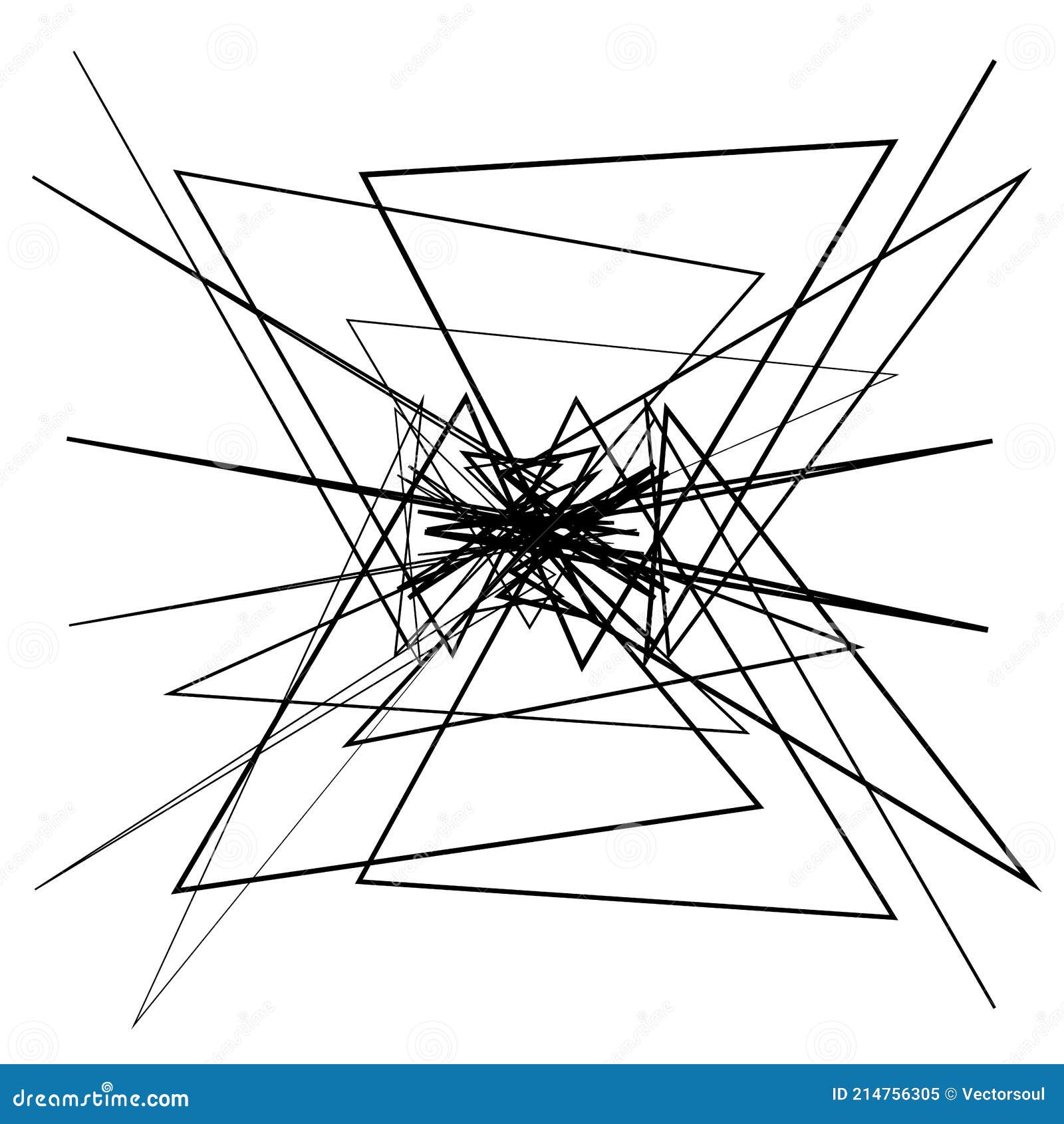 Abstract Edgy, Geometric Line Art. Angular Random, Chaotic Lines. Spiky ...