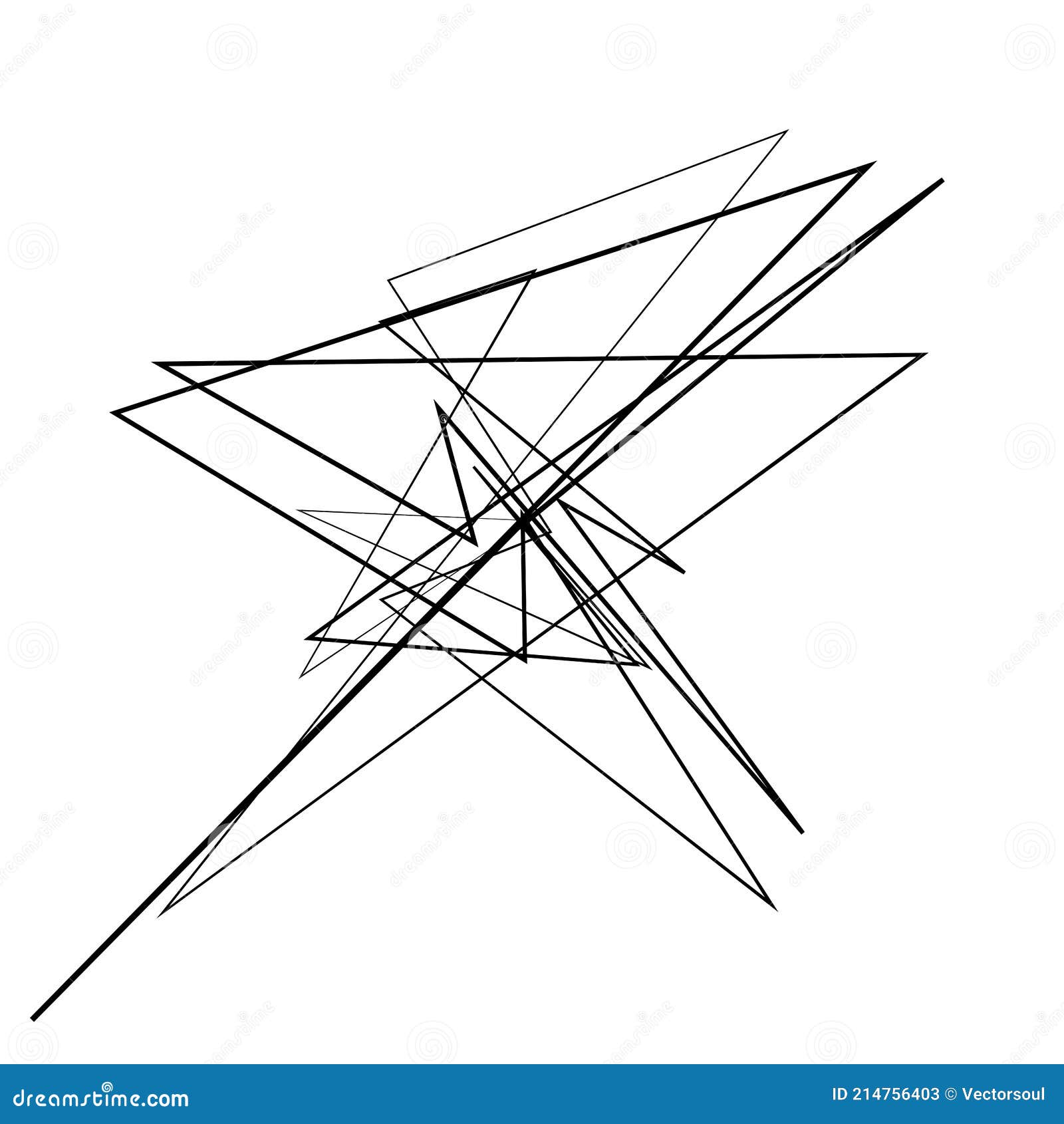 Abstract Edgy, Geometric Line Art. Angular Random, Chaotic Lines. Spiky ...