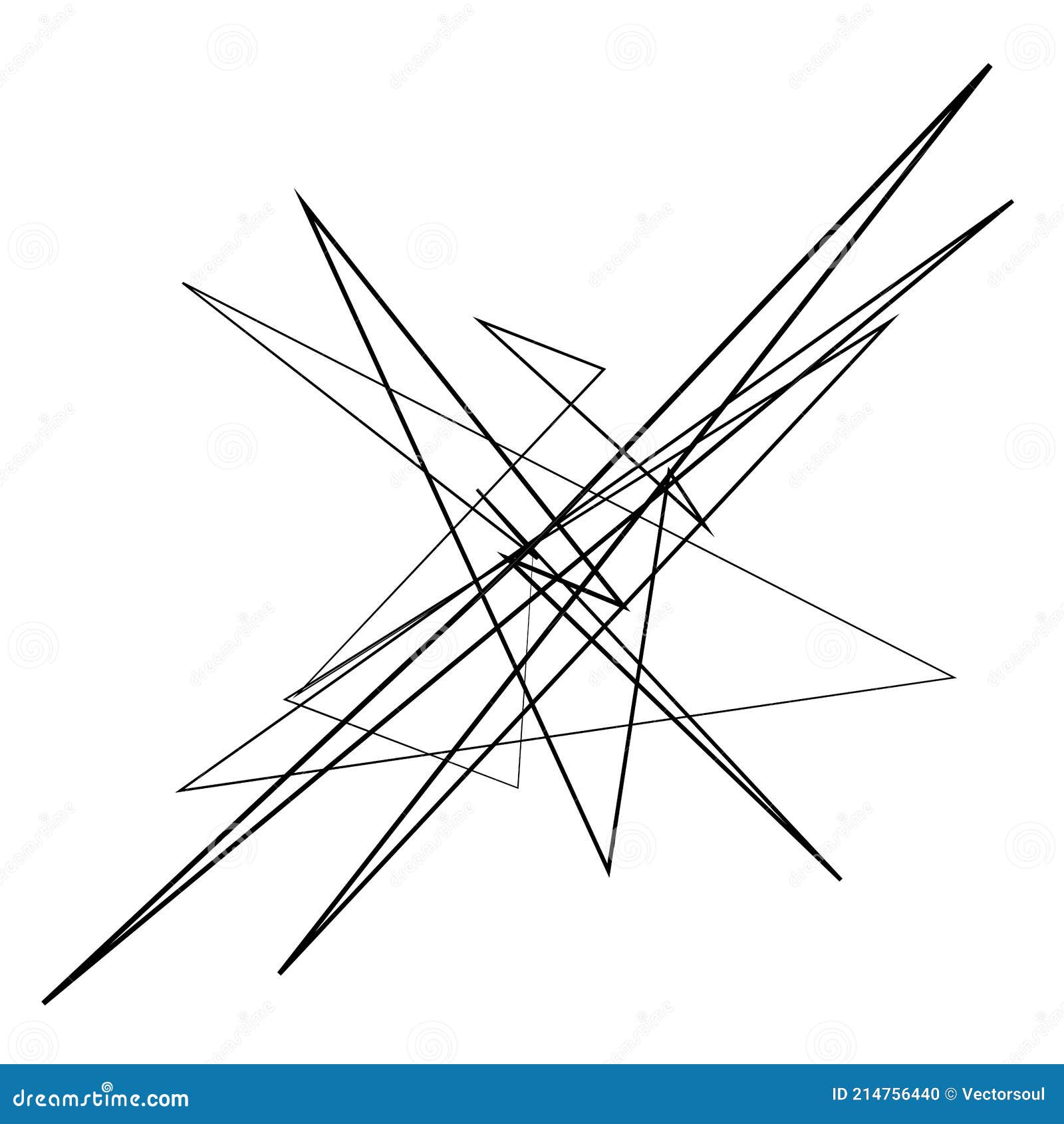 Abstract Edgy, Geometric Line Art. Angular Random, Chaotic Lines. Spiky ...