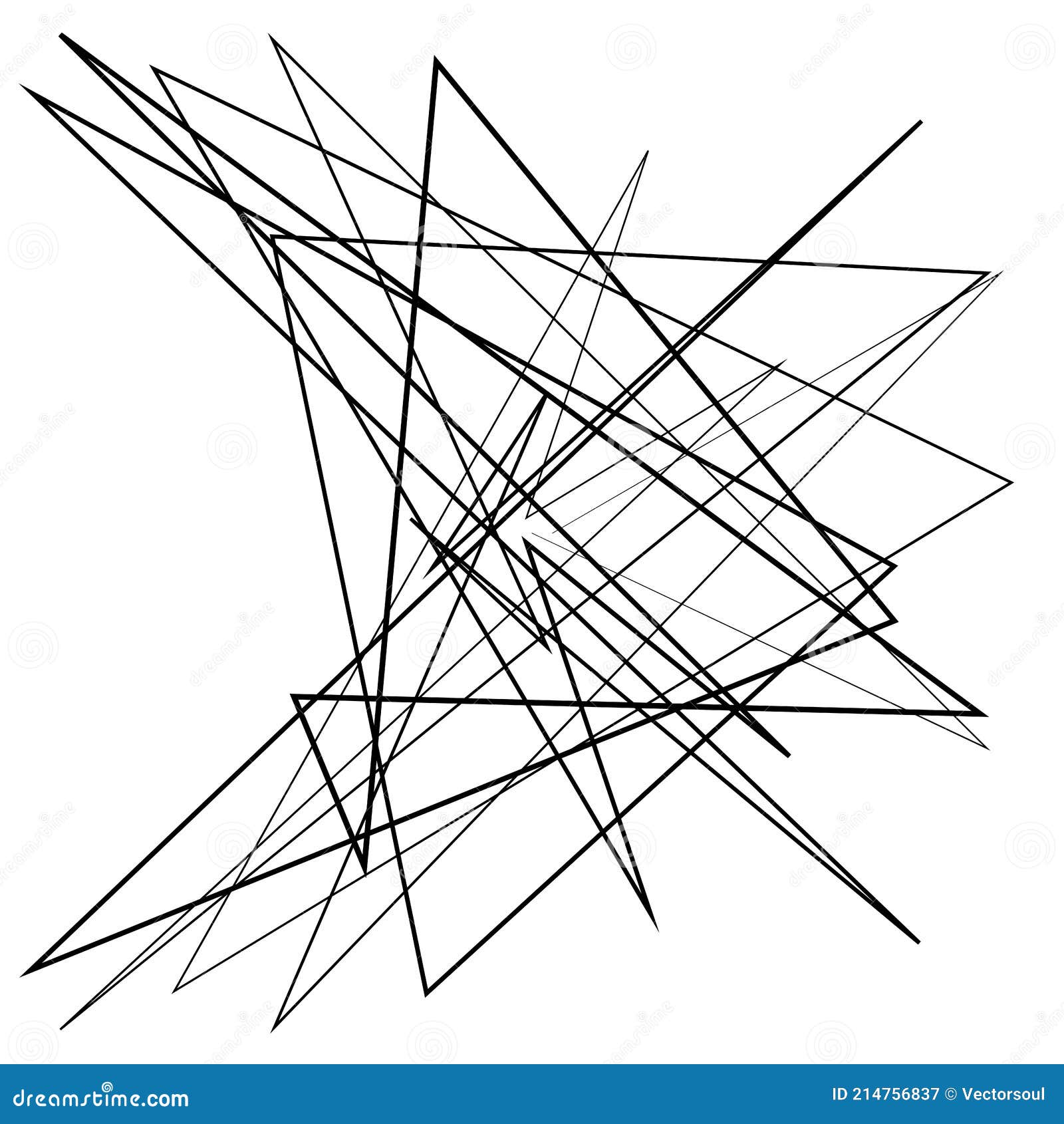 Abstract Edgy, Geometric Line Art. Angular Random, Chaotic Lines. Spiky ...