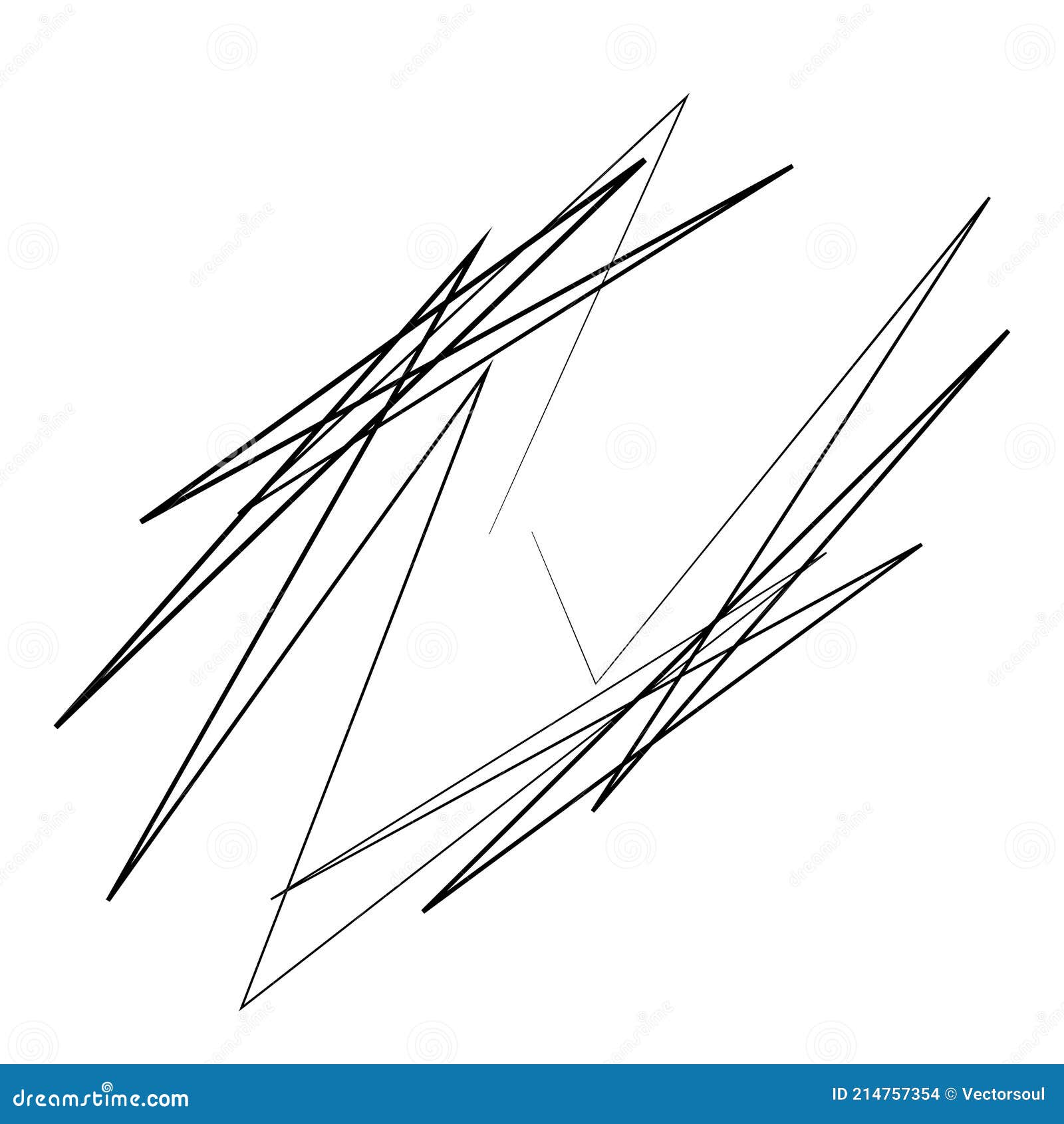 Abstract Edgy, Geometric Line Art. Angular Random, Chaotic Lines. Spiky ...