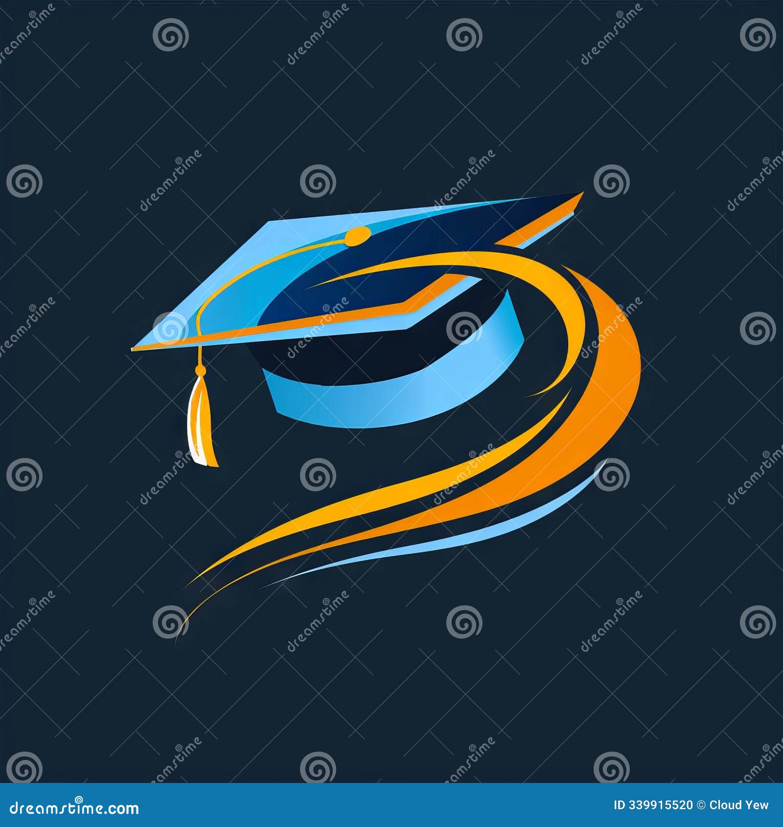 Abstract Education Logo with a Graduation Cap and Swoosh Elements ...