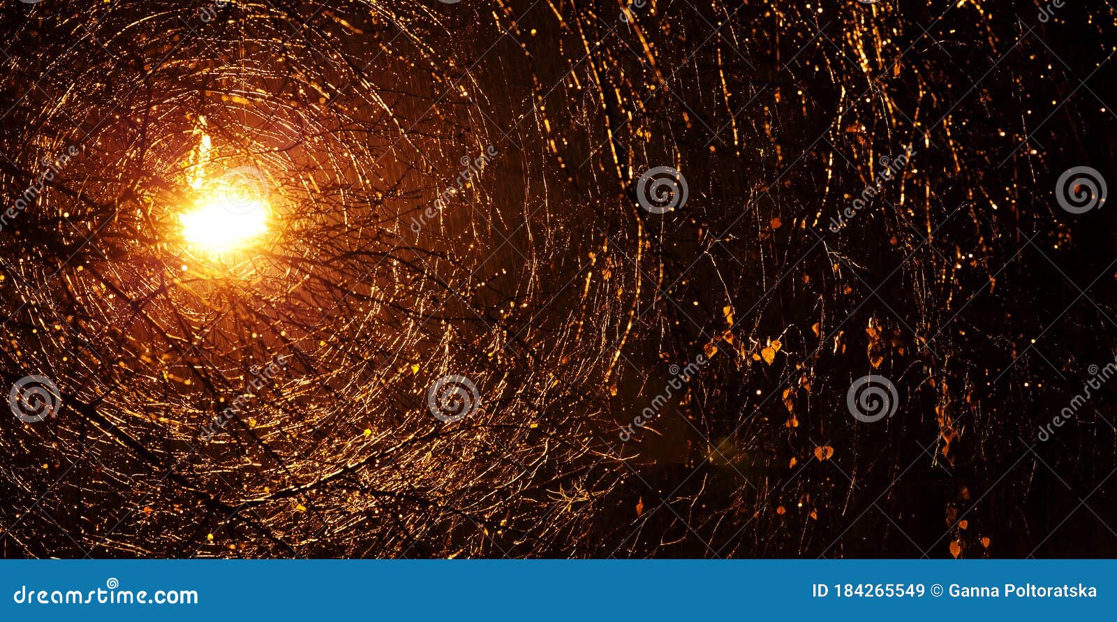 Abstract Effect of Light in the Rain Stock Image - Image of round ...