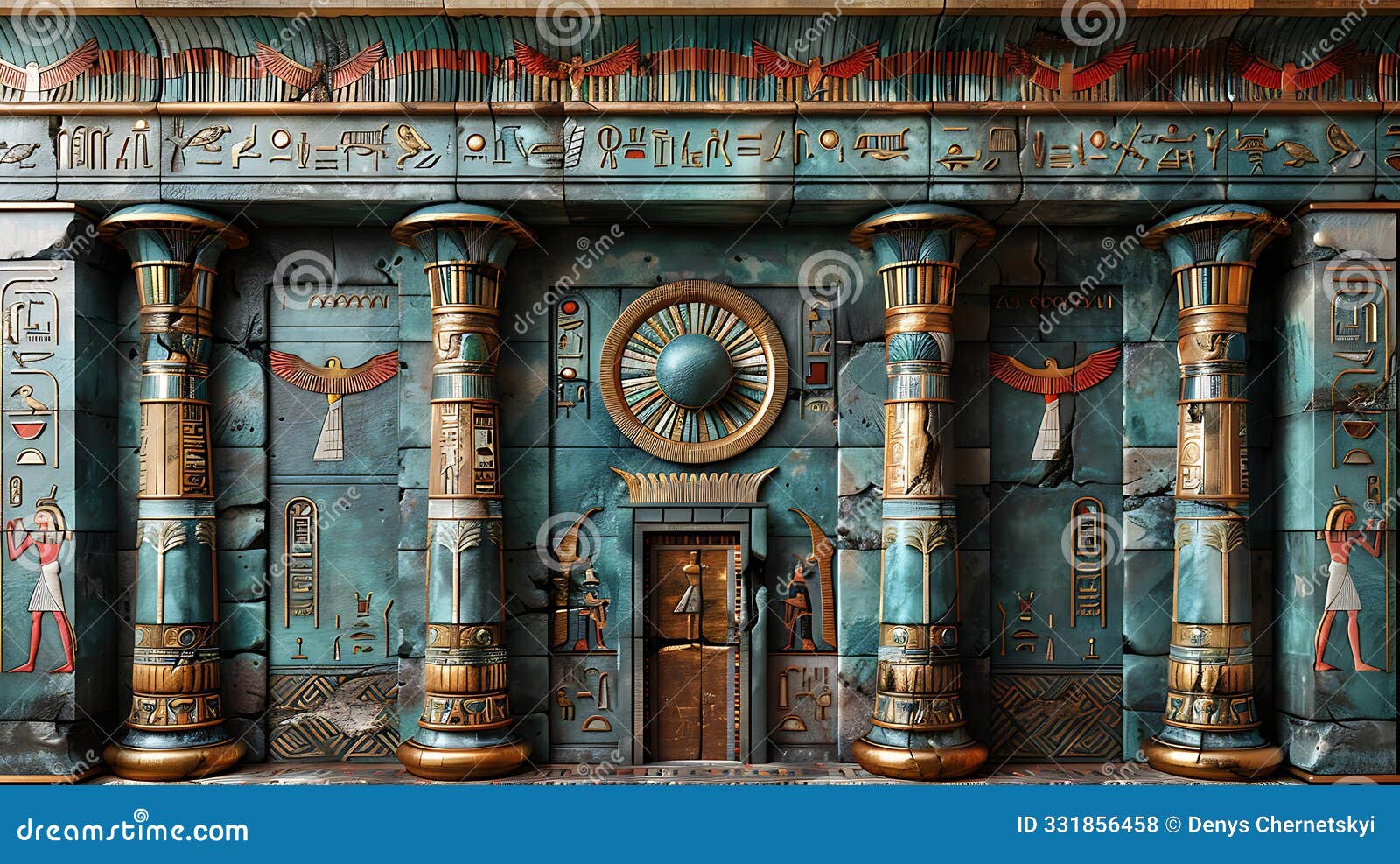 Abstract Egyptian Background with Stylized Hieroglyphs and Geometric ...