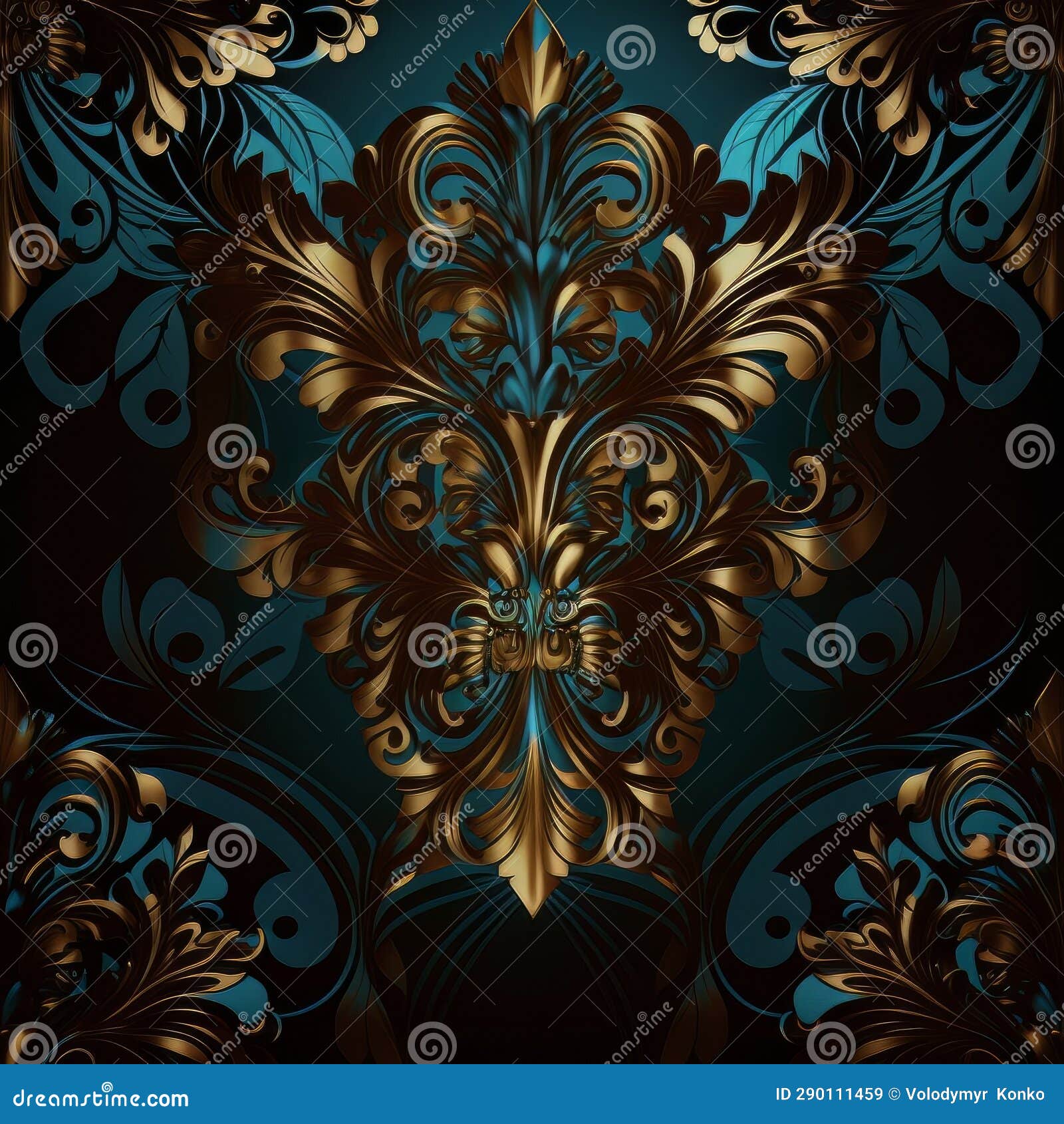 Abstract Elaborate Pattern with Gold Edging, Ornate, Beautiful ...
