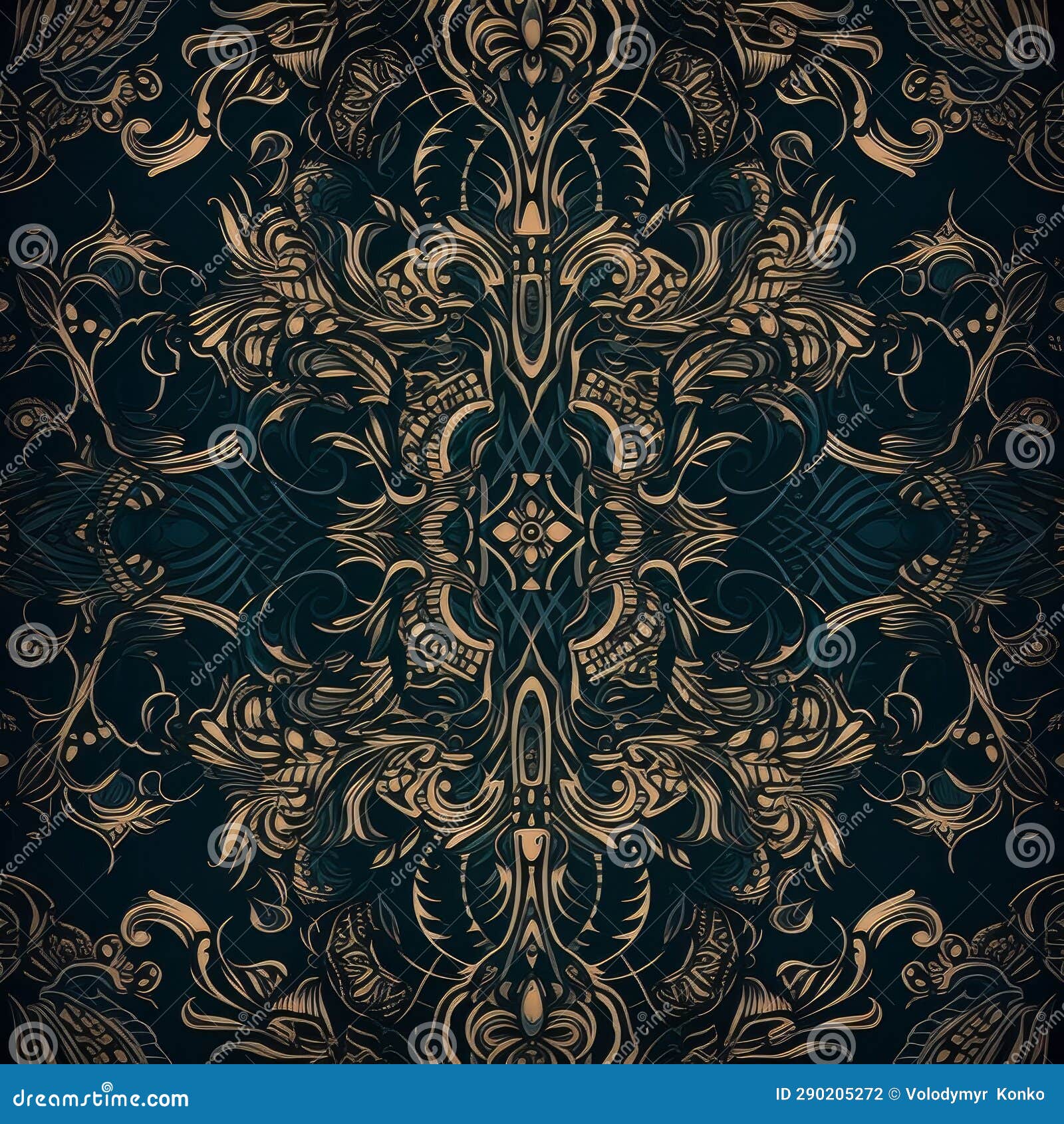 Abstract Elaborate Pattern with Gold Edging, Ornate, Beautiful ...