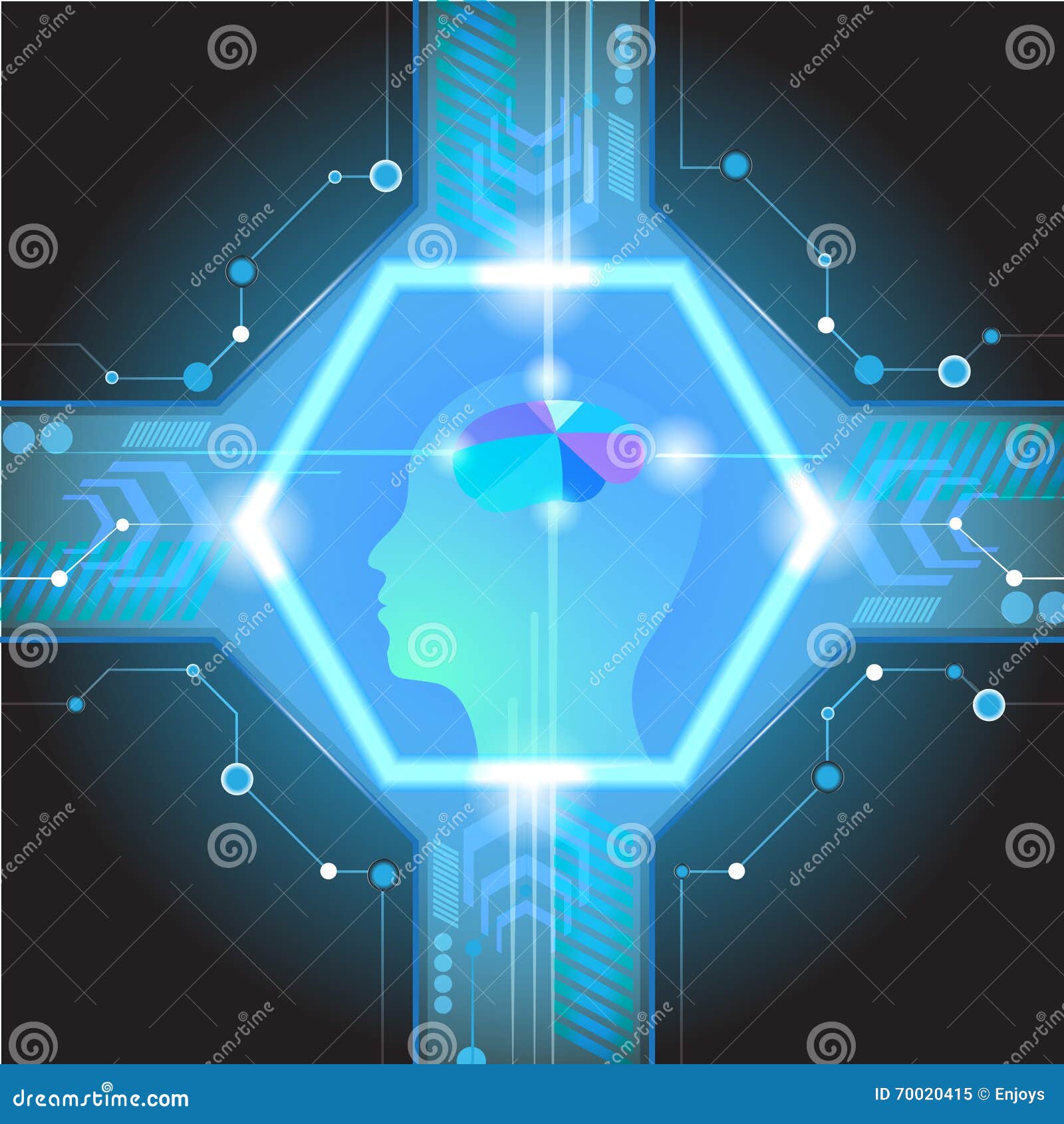 Abstract Electric Circuit Digital Brain, Stock Illustration ...