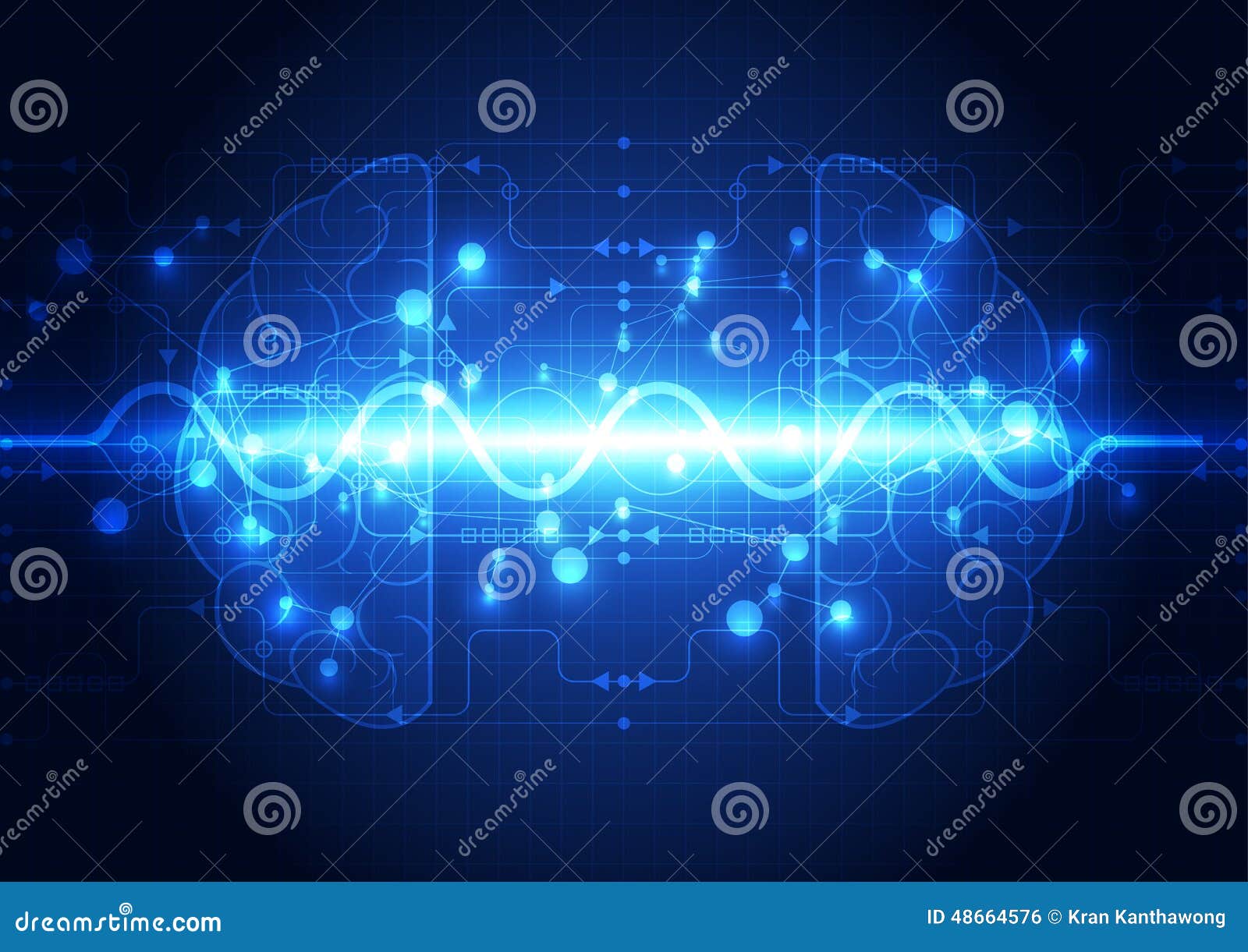 Abstract Electric Circuit Digital Brain,technology Concept Stock Vector ...