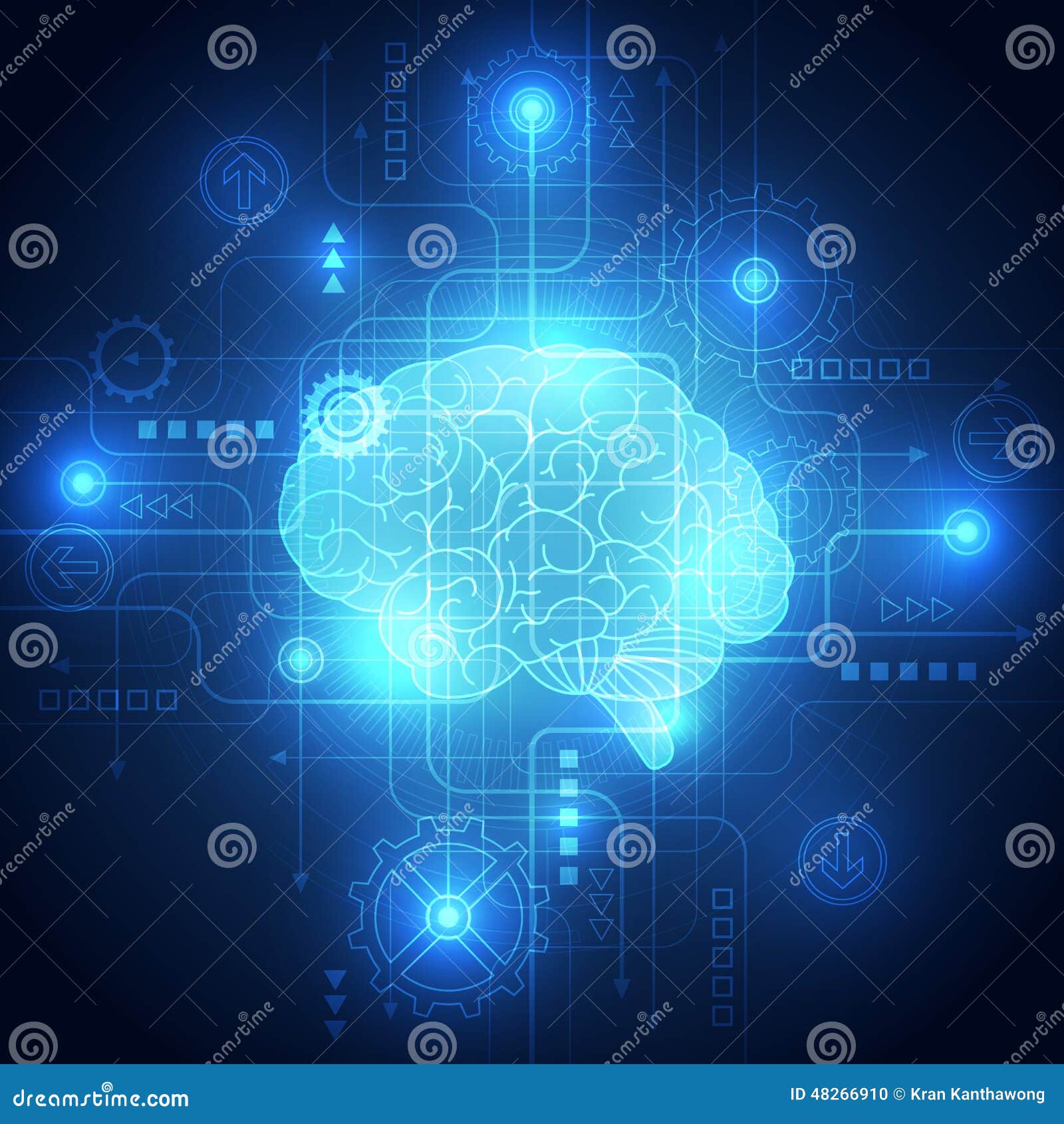 Abstract Electric Circuit Digital Brain,technology Concept Stock Vector ...