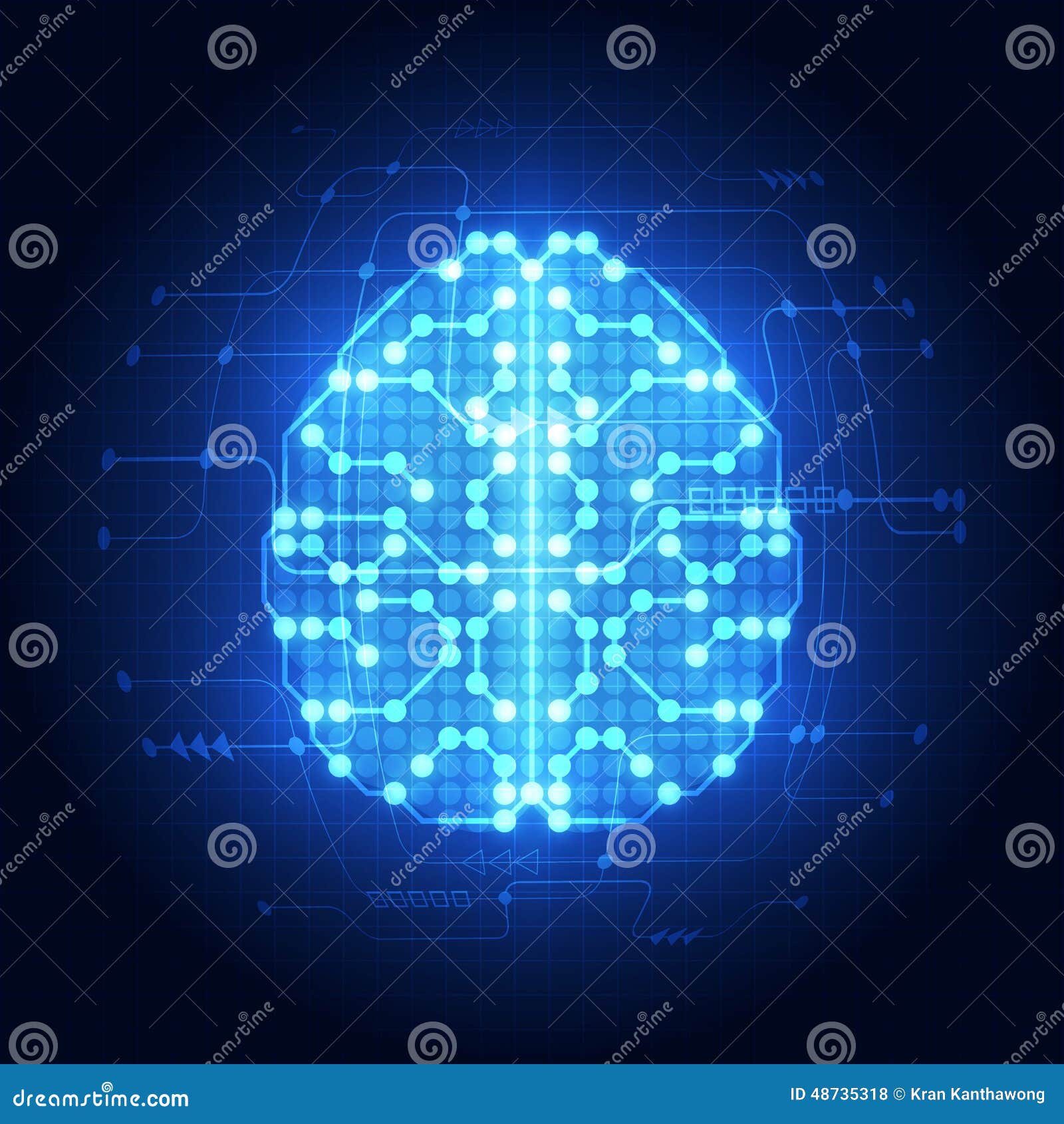 Abstract Electric Circuit Digital Brain,technology Concept Stock Vector ...
