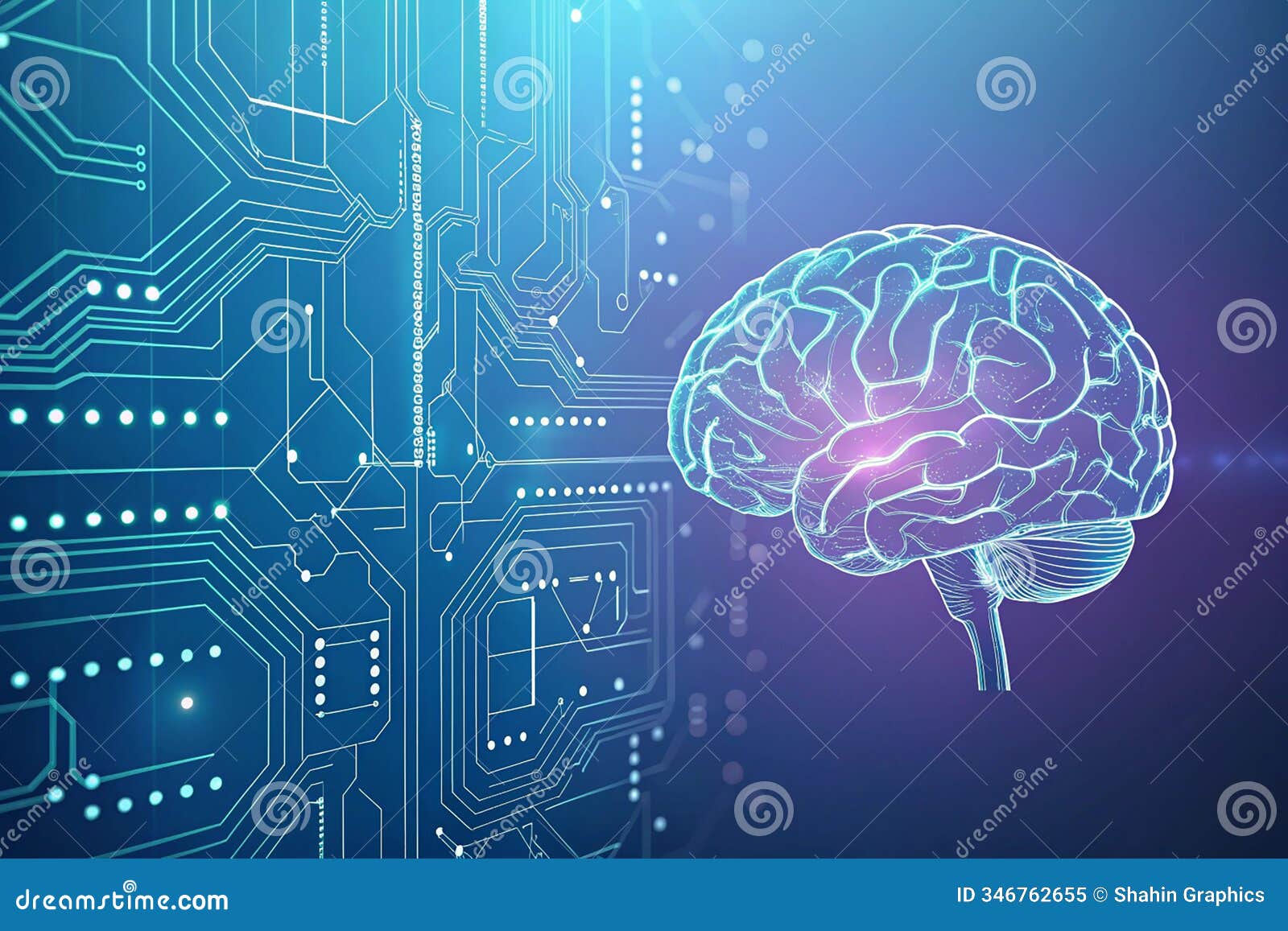 Abstract Electric Circuit Digital Brain,technology Concept Illustration ...