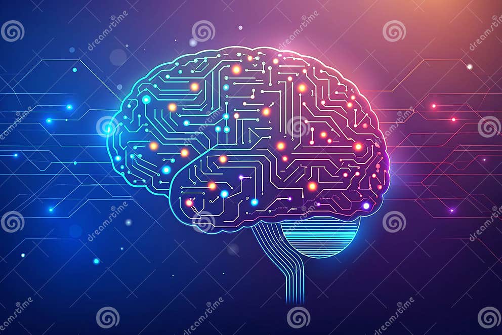 Abstract Electric Circuit Digital Brain,technology Concept Illustration ...