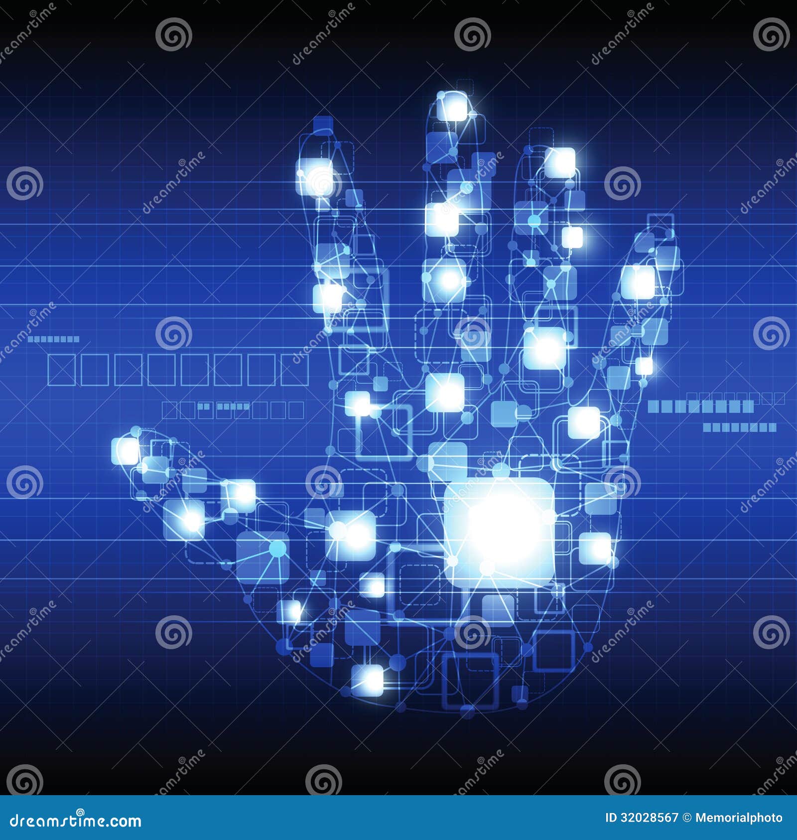 Abstract Electric Circuit on Hand Stock Vector - Illustration of ...