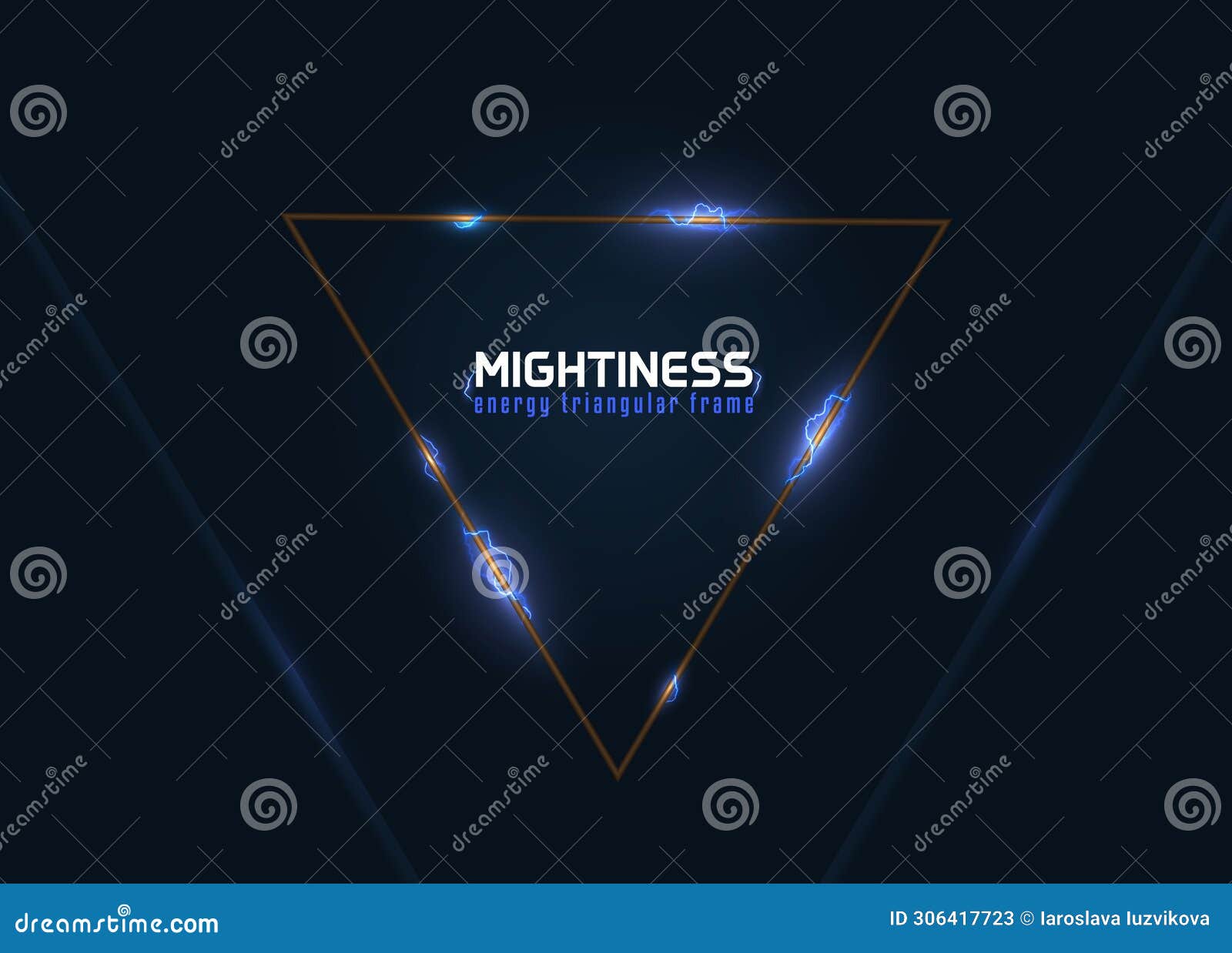 Abstract Electric Golden Energy Frame Background. Gold Shine Triangular ...