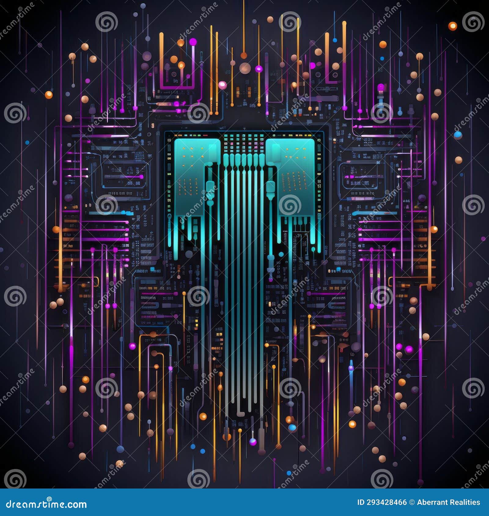 An Abstract Electronic Circuit Board with the Letter T on it Stock ...