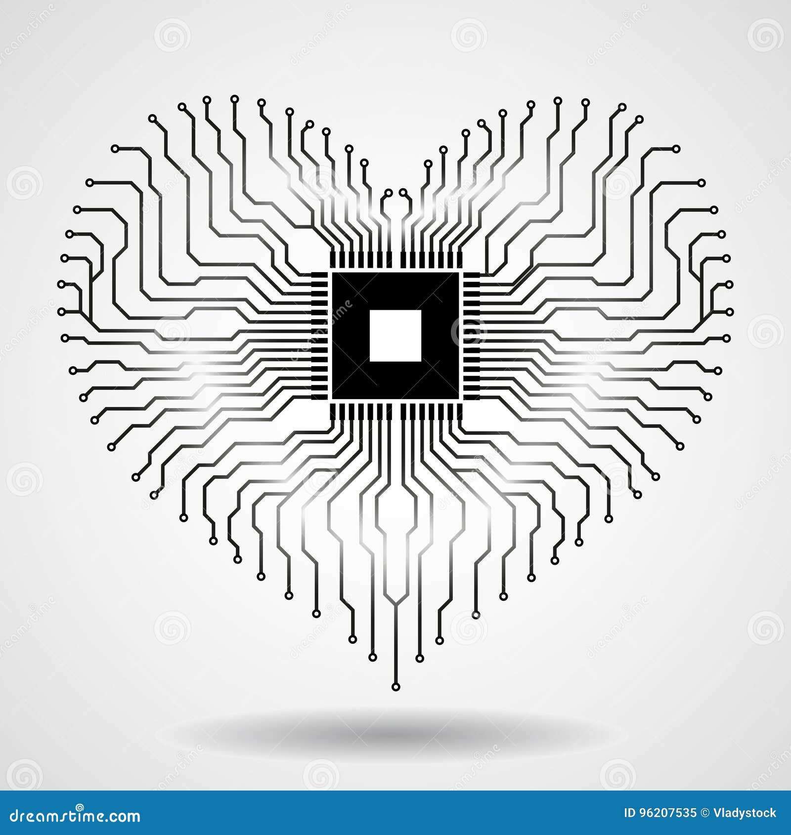 Abstract Electronic Circuit Board in Shape of Heart Stock Vector ...