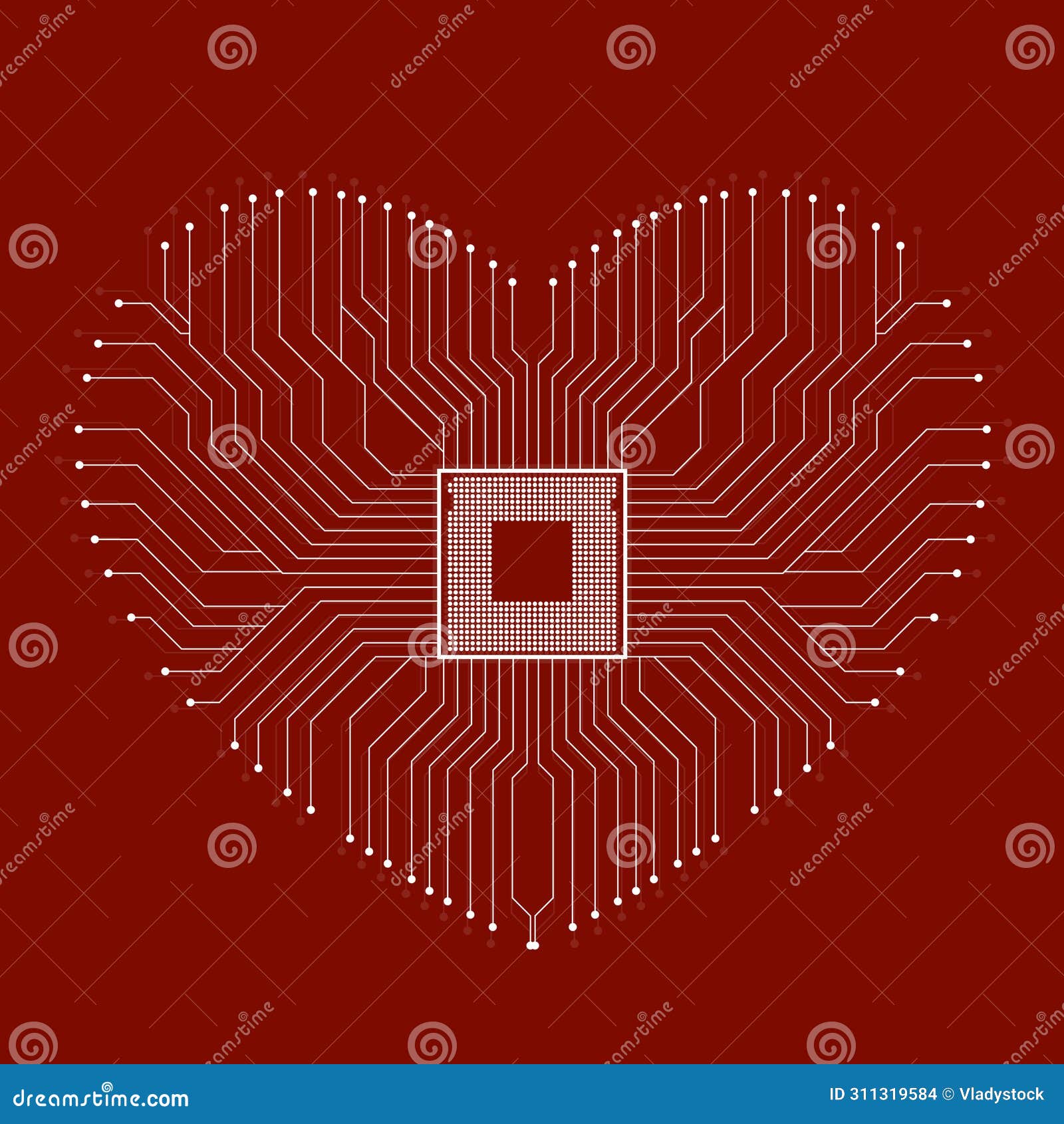 Abstract Electronic Circuit Board in Shape of Heart, Technology ...