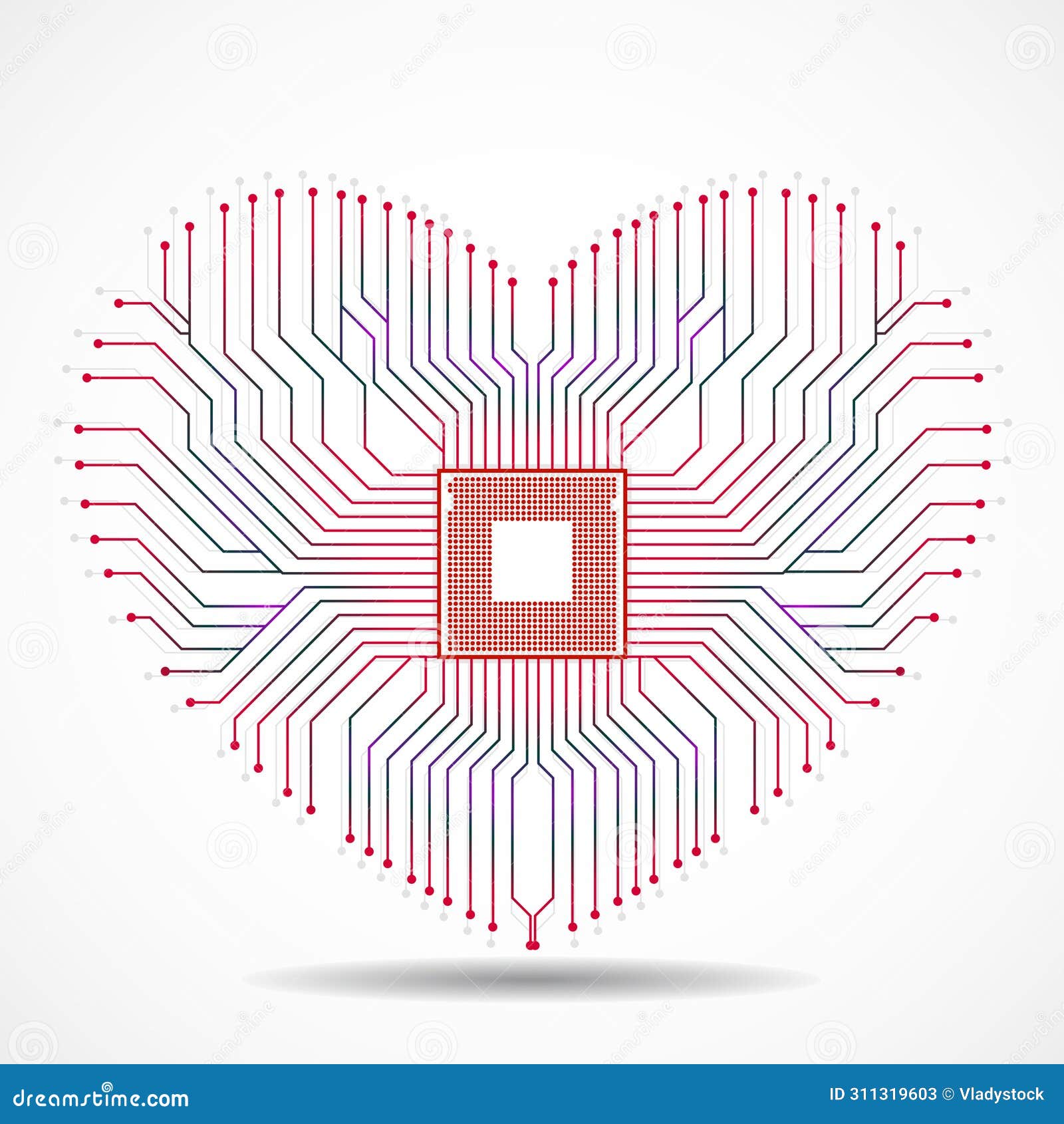 Abstract Electronic Circuit Board in Shape of Heart, Technology ...