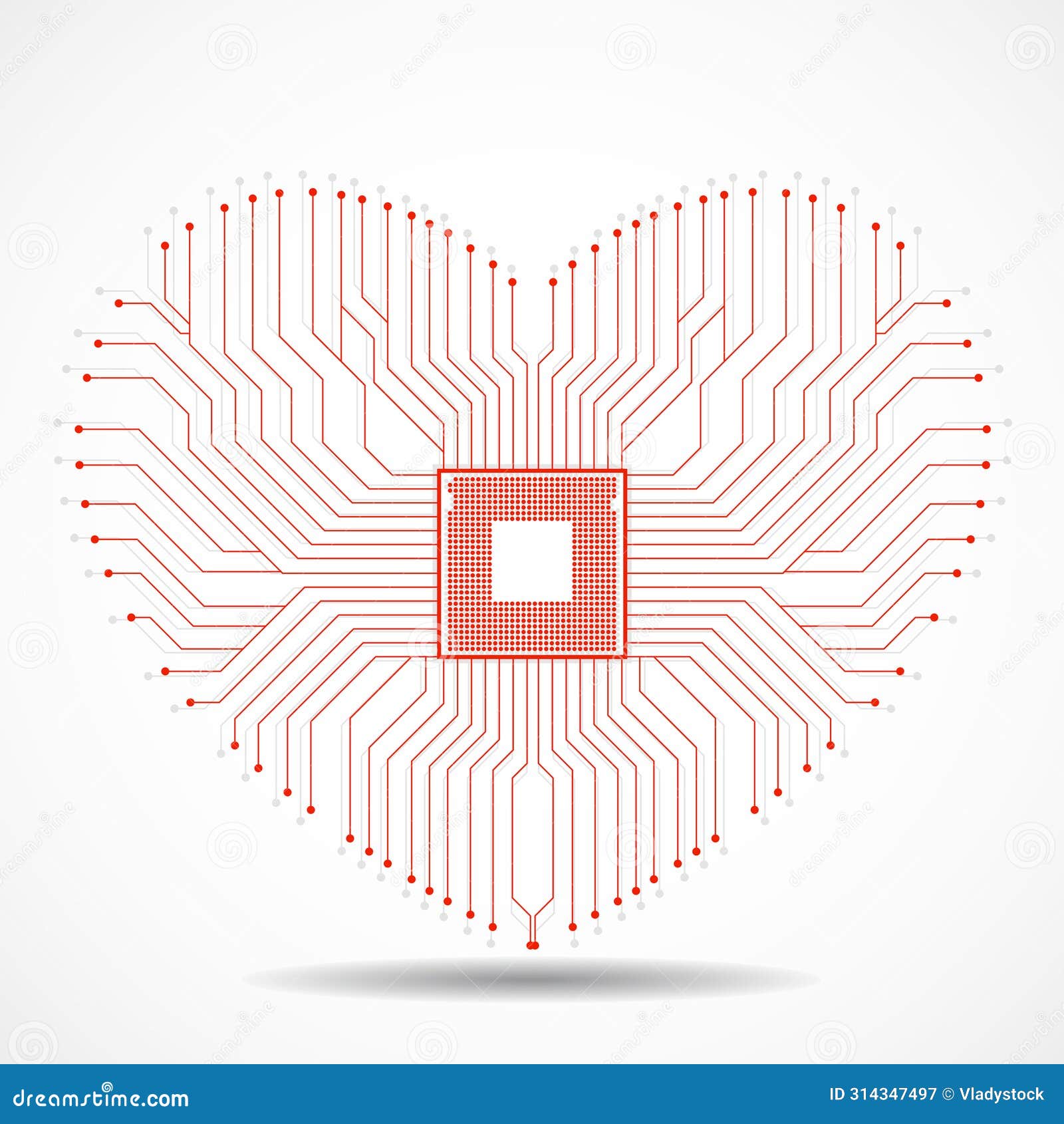 Abstract Electronic Circuit Board in Shape of Heart, Technology ...