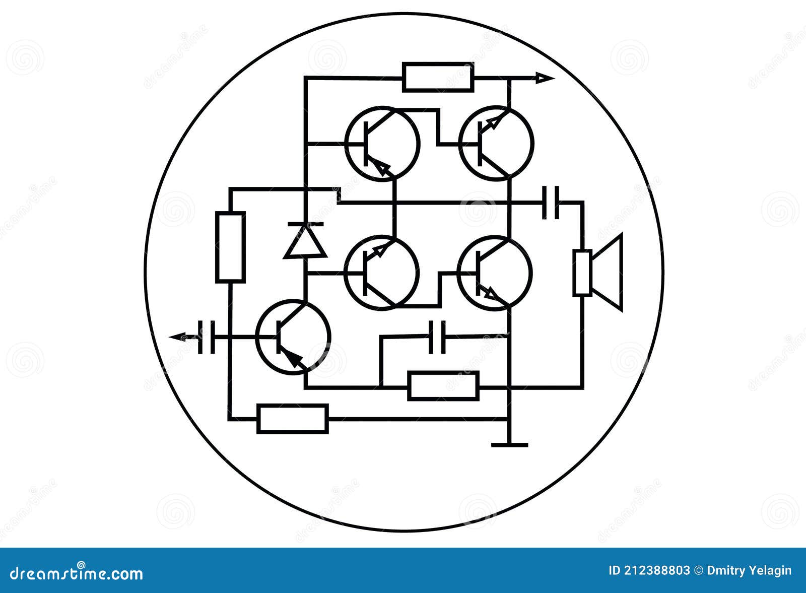 Abstract Electronic Circuiton the Background of a White Circle Stock ...