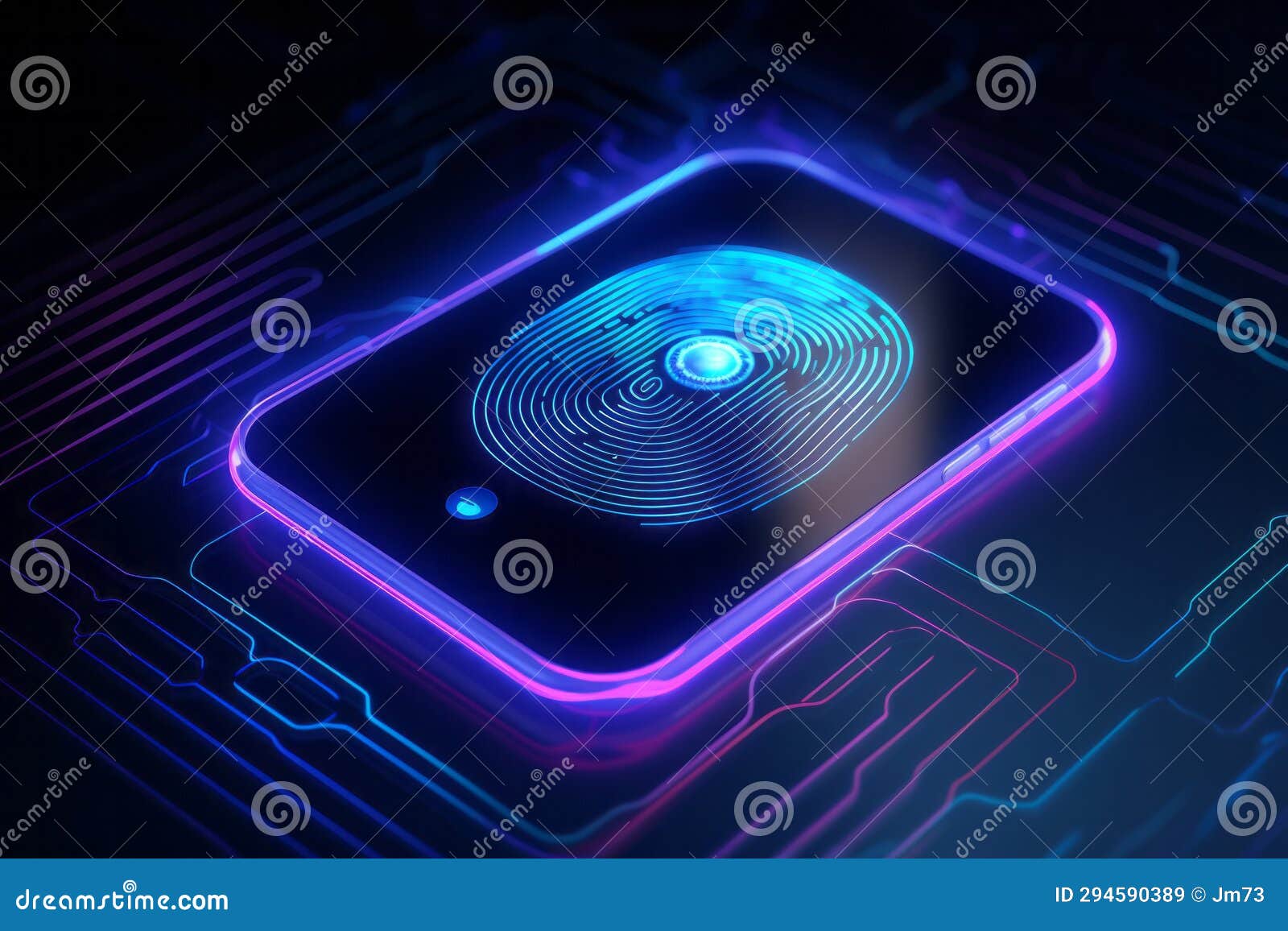 Abstract Electronic Fingerprint Scanner - Security Concept Stock ...
