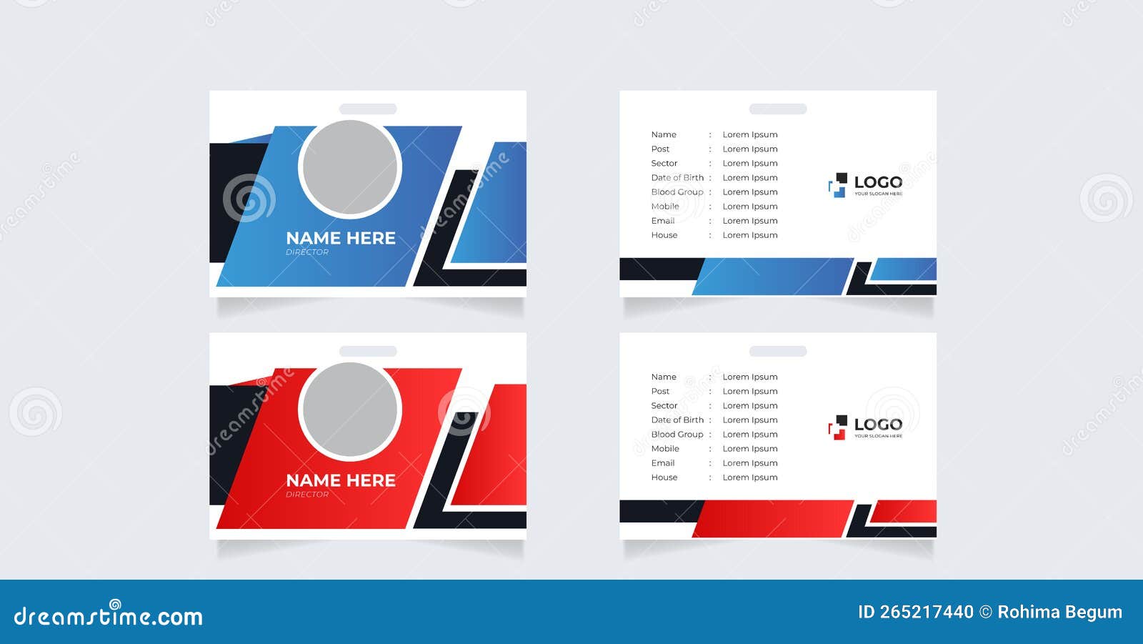 Abstract Elegant Blue Curve Id Card Design, Professional Identity Card ...
